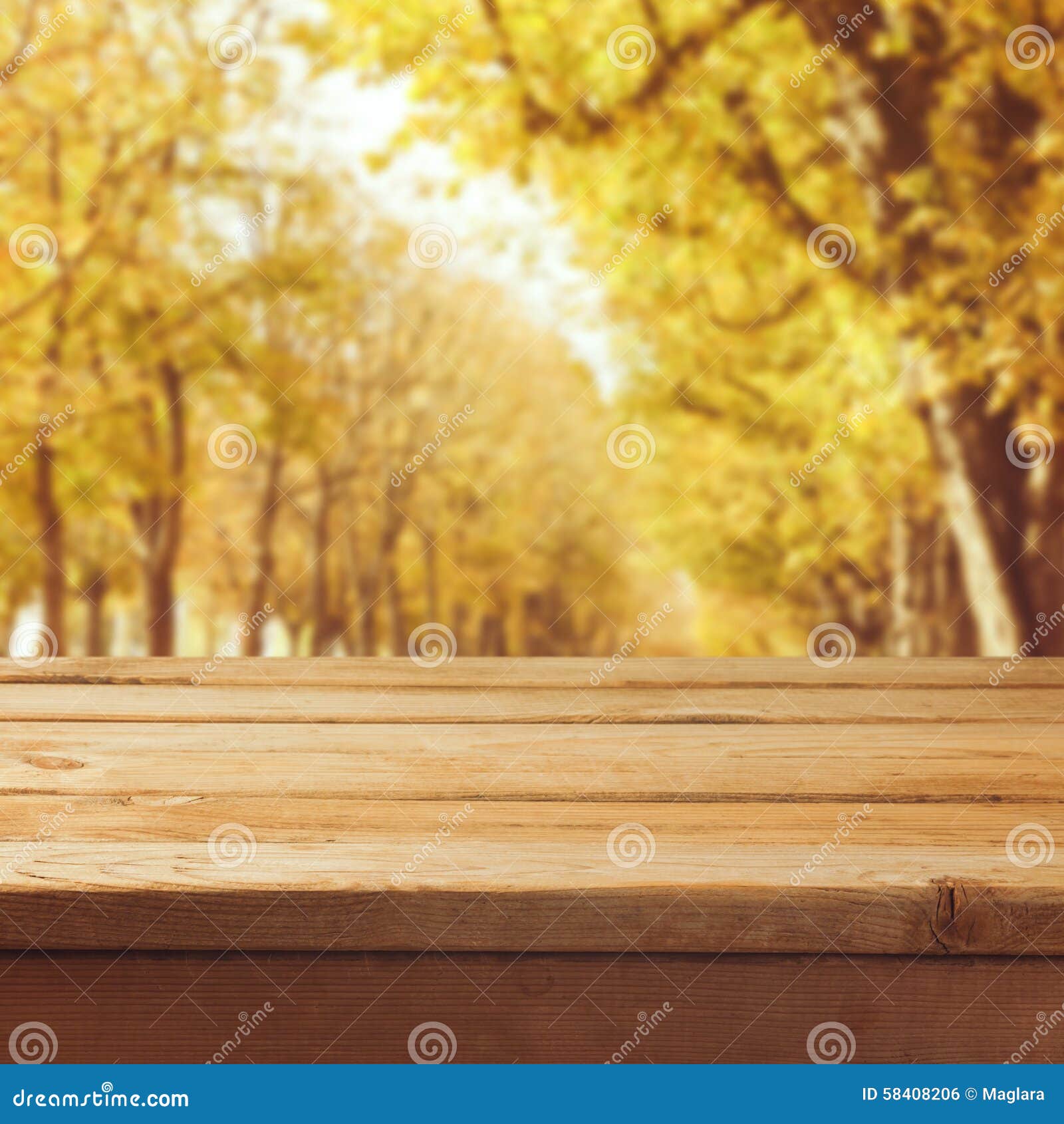 Fall Nature Background with Empty Wooden Table Stock Photo - Image of ...