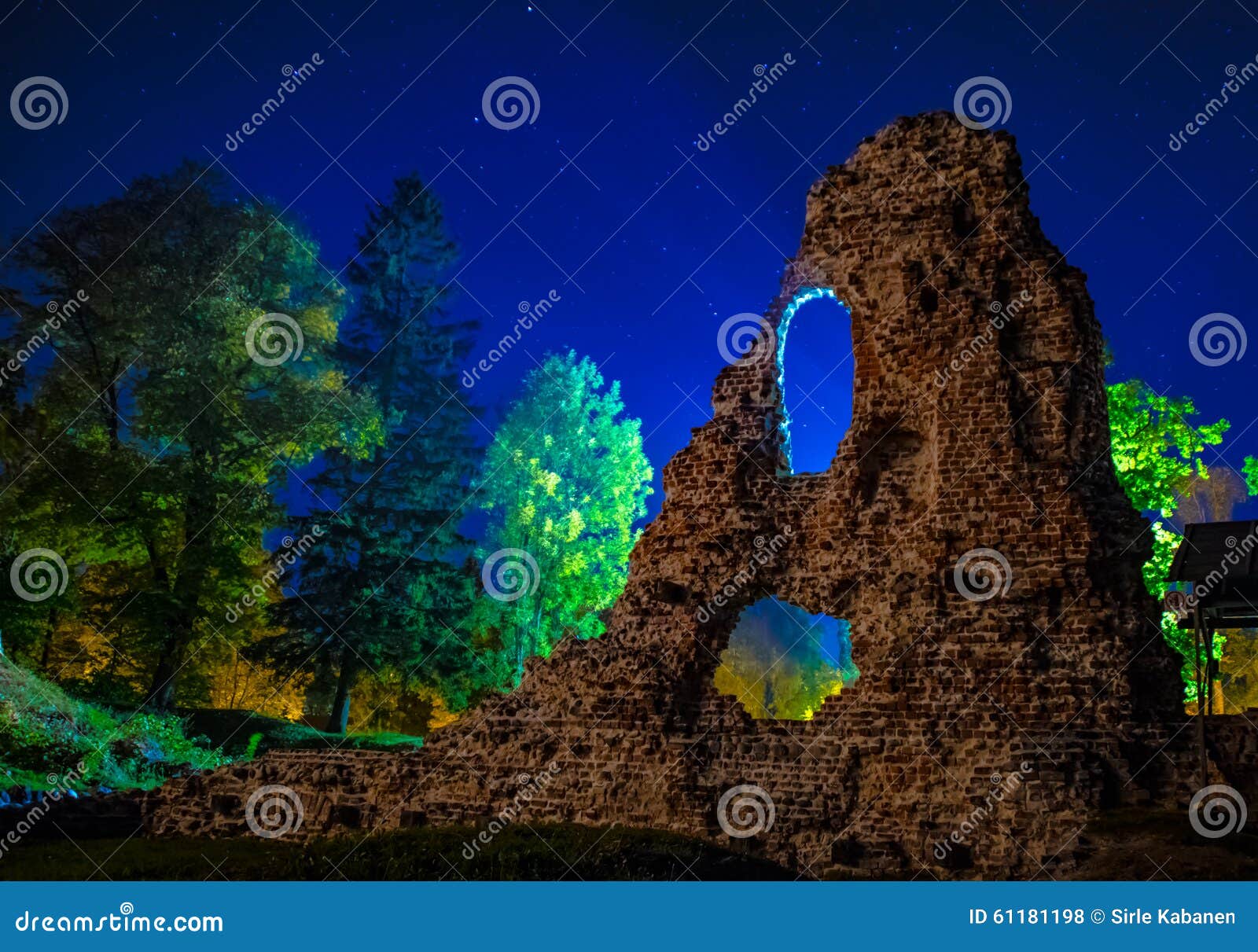 Fall Night Castle Ruins in Estonia Stock Photo - Image of history, ruin ...
