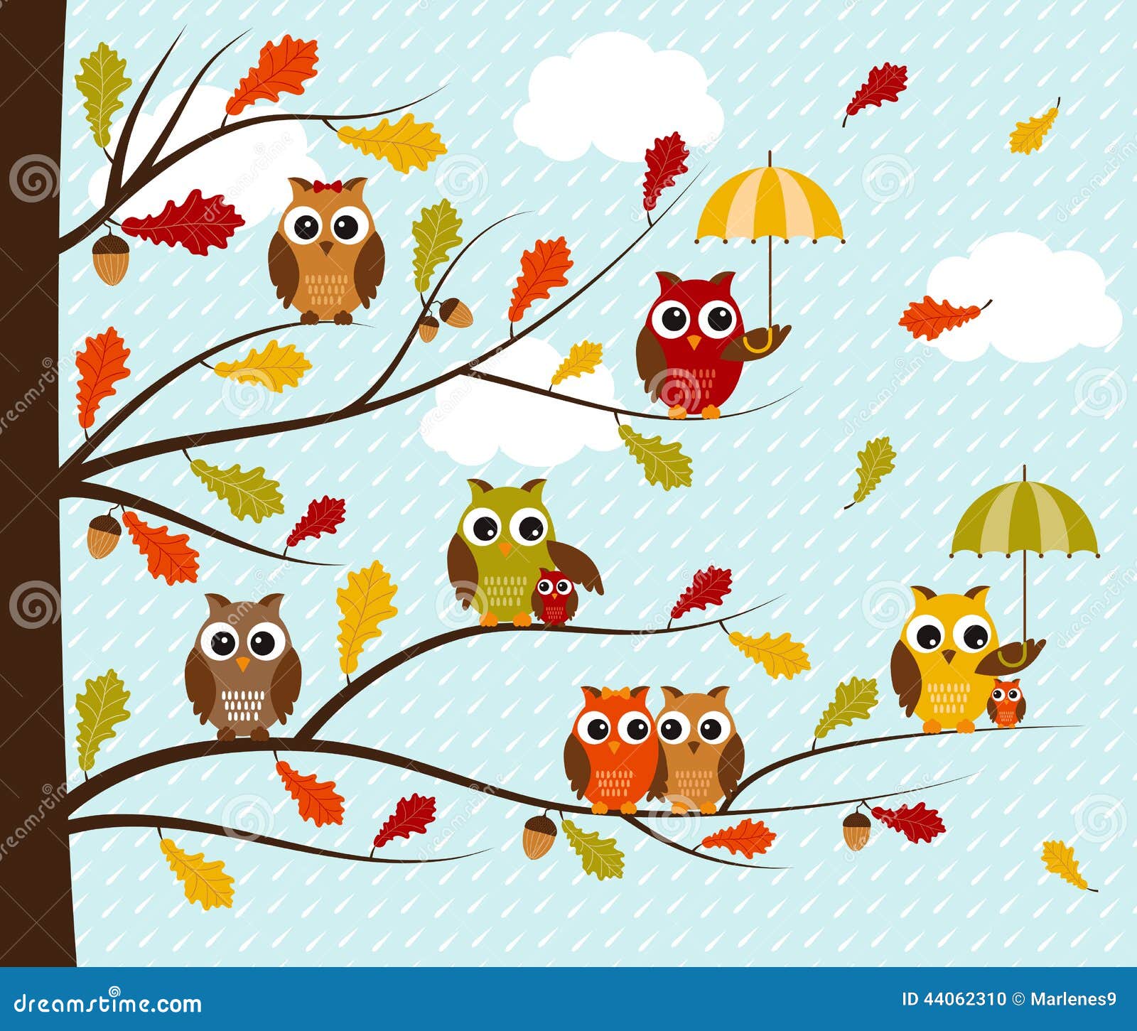 Fall Owls Stock Vector - Image: 44062310