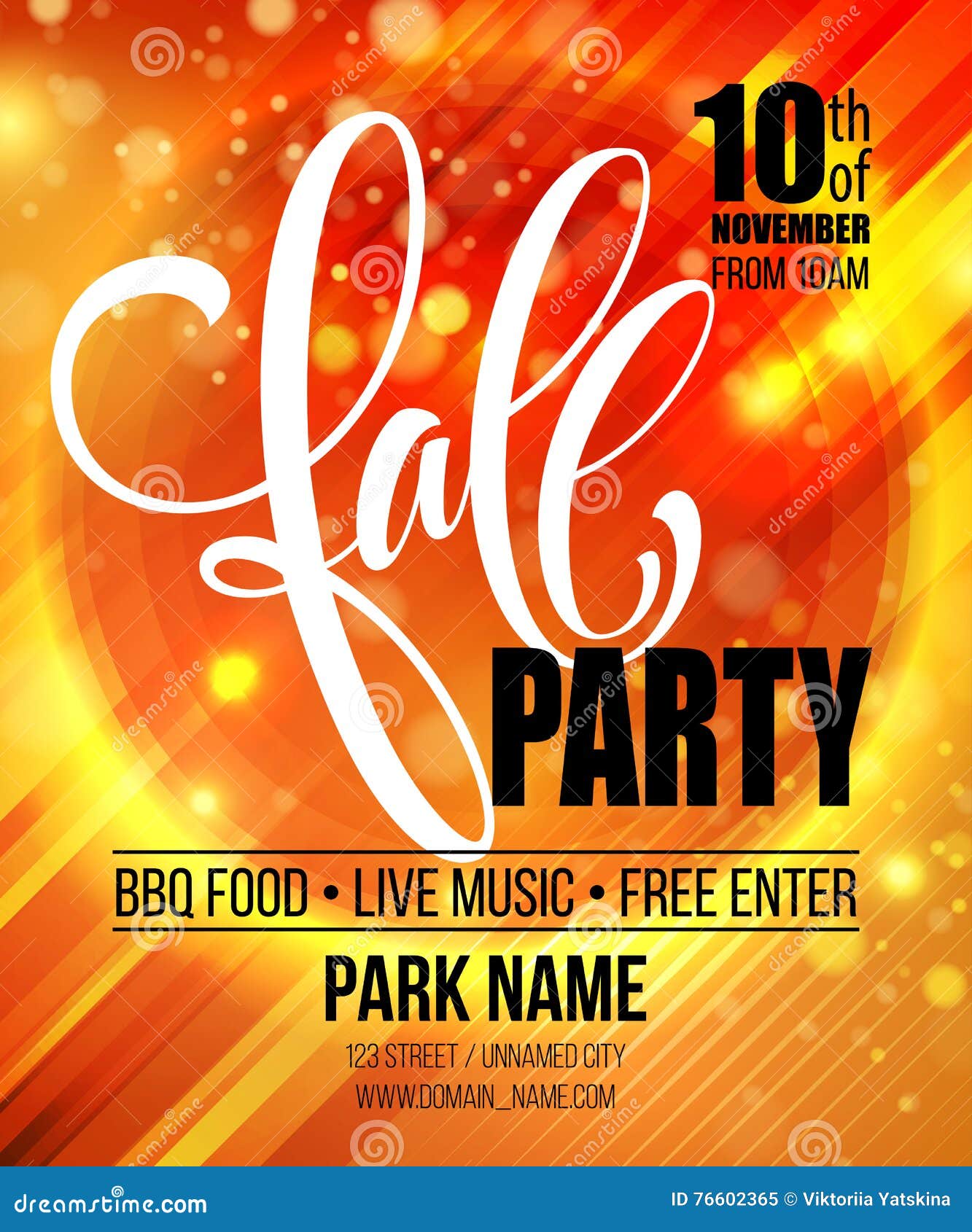 Fall Party. Template for Autumn Poster, Banner, Flyer. Vector ...