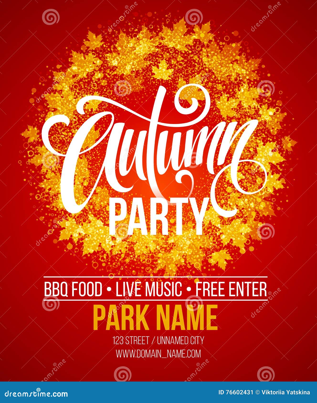 Fall Party. Template for Autumn Poster, Banner, Flyer. Vector ...