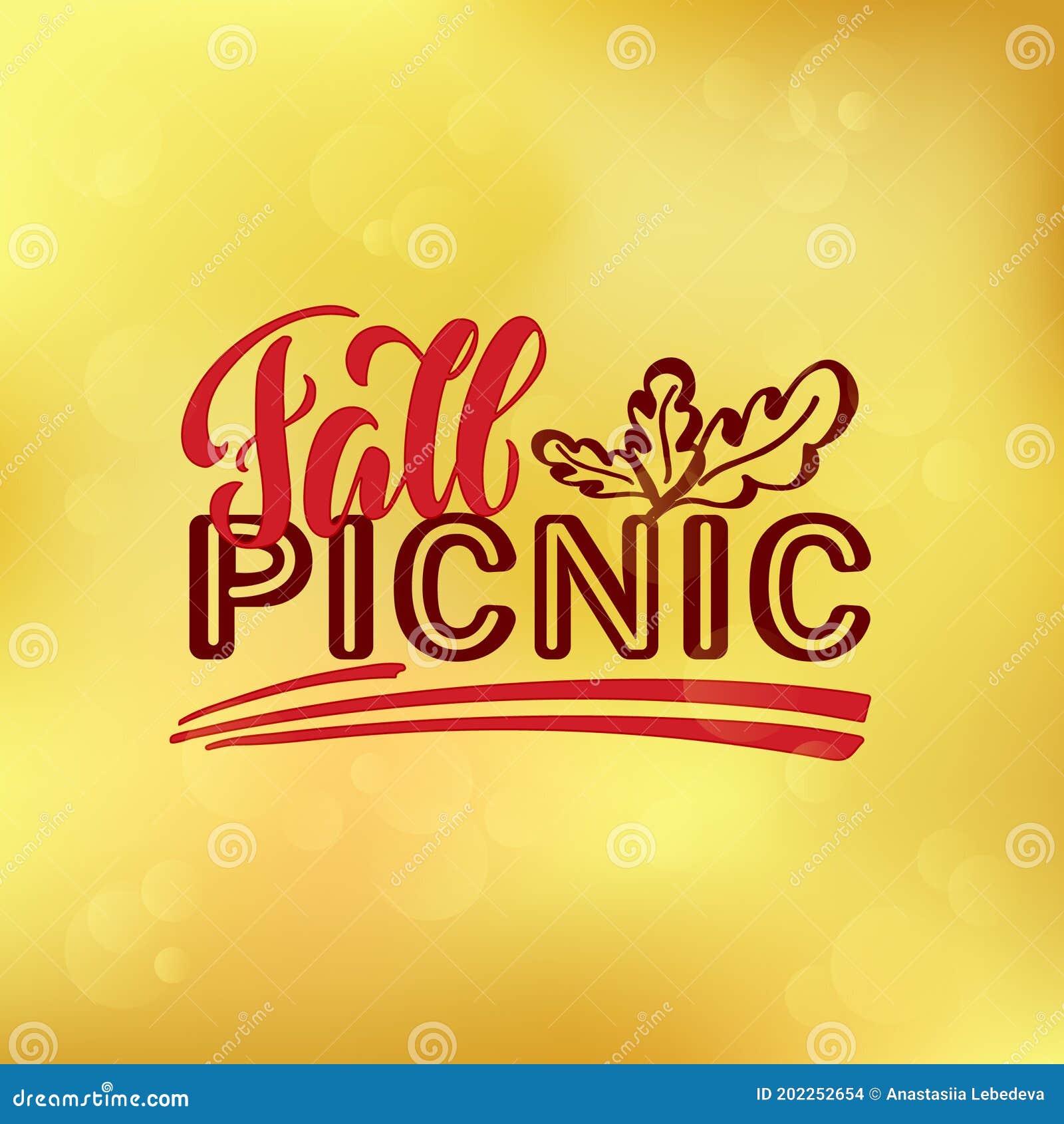 Fall Picnic Lettering on Gradient Background Stock Vector ...