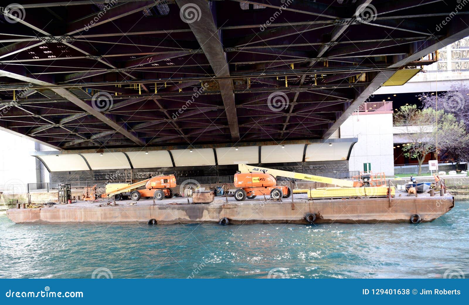 Construction Barge editorial stock photo. Image of barge - 129401638