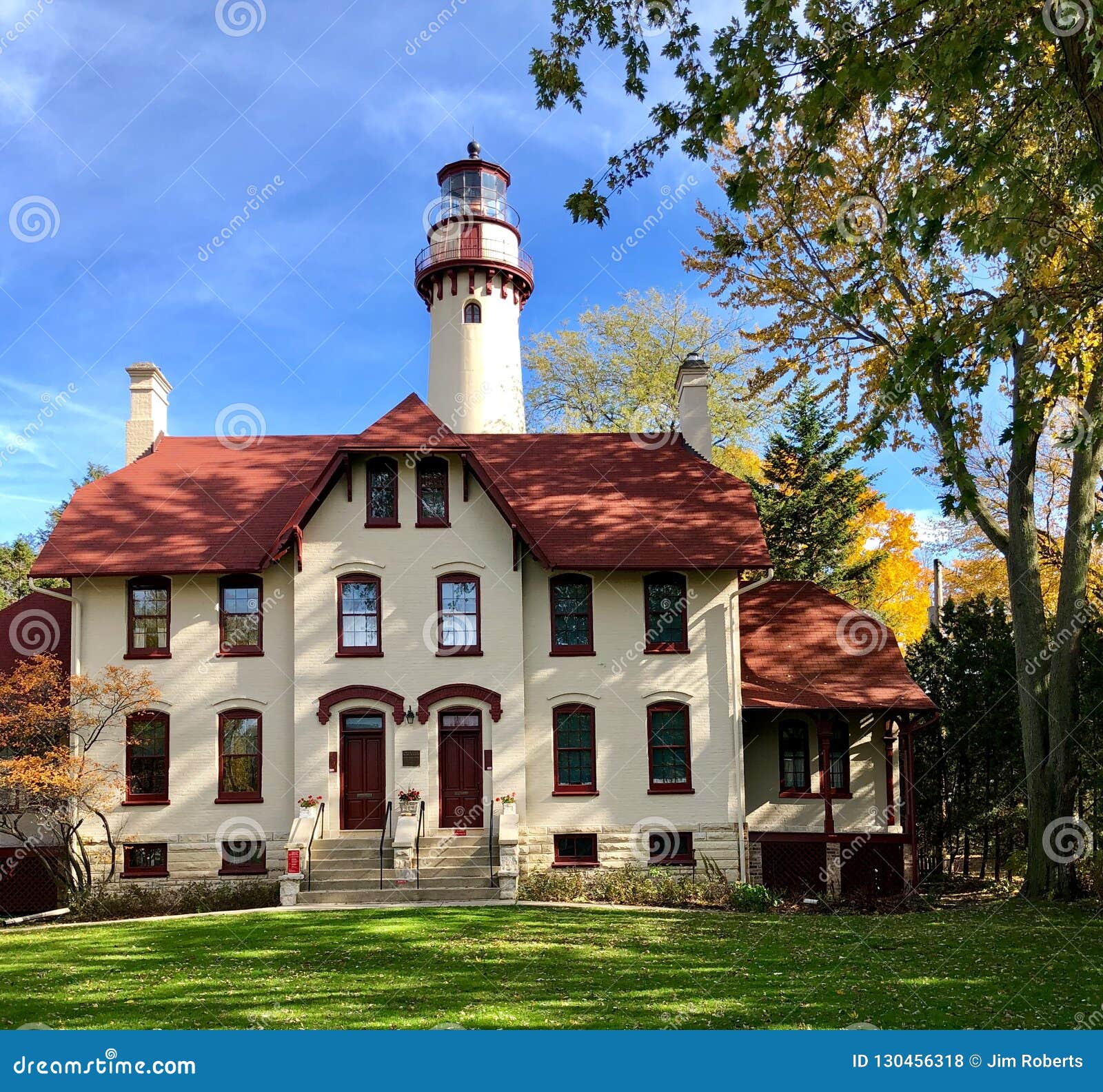 Fall Picture of Grosse Point Lighthouse Editorial Stock Photo - Image ...