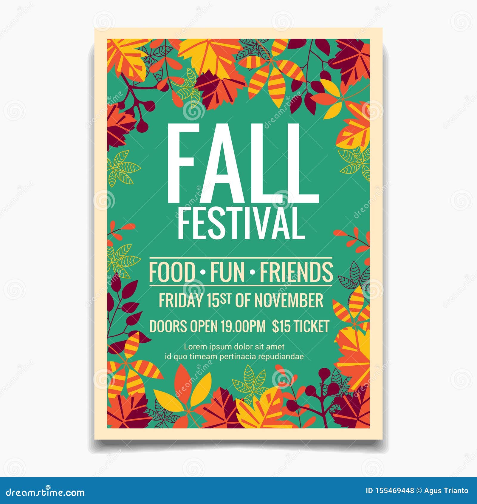 Fall Festival Flyer or Poster Template. Design for Invitation or Autumn ...