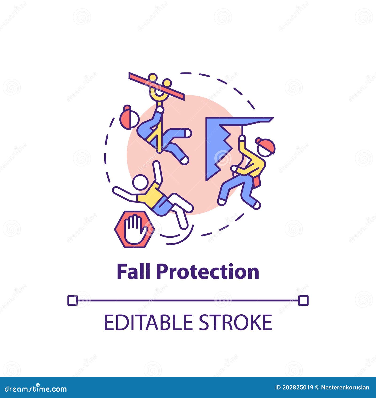 Fall Protection Concept Icon Stock Vector - Illustration of contour ...