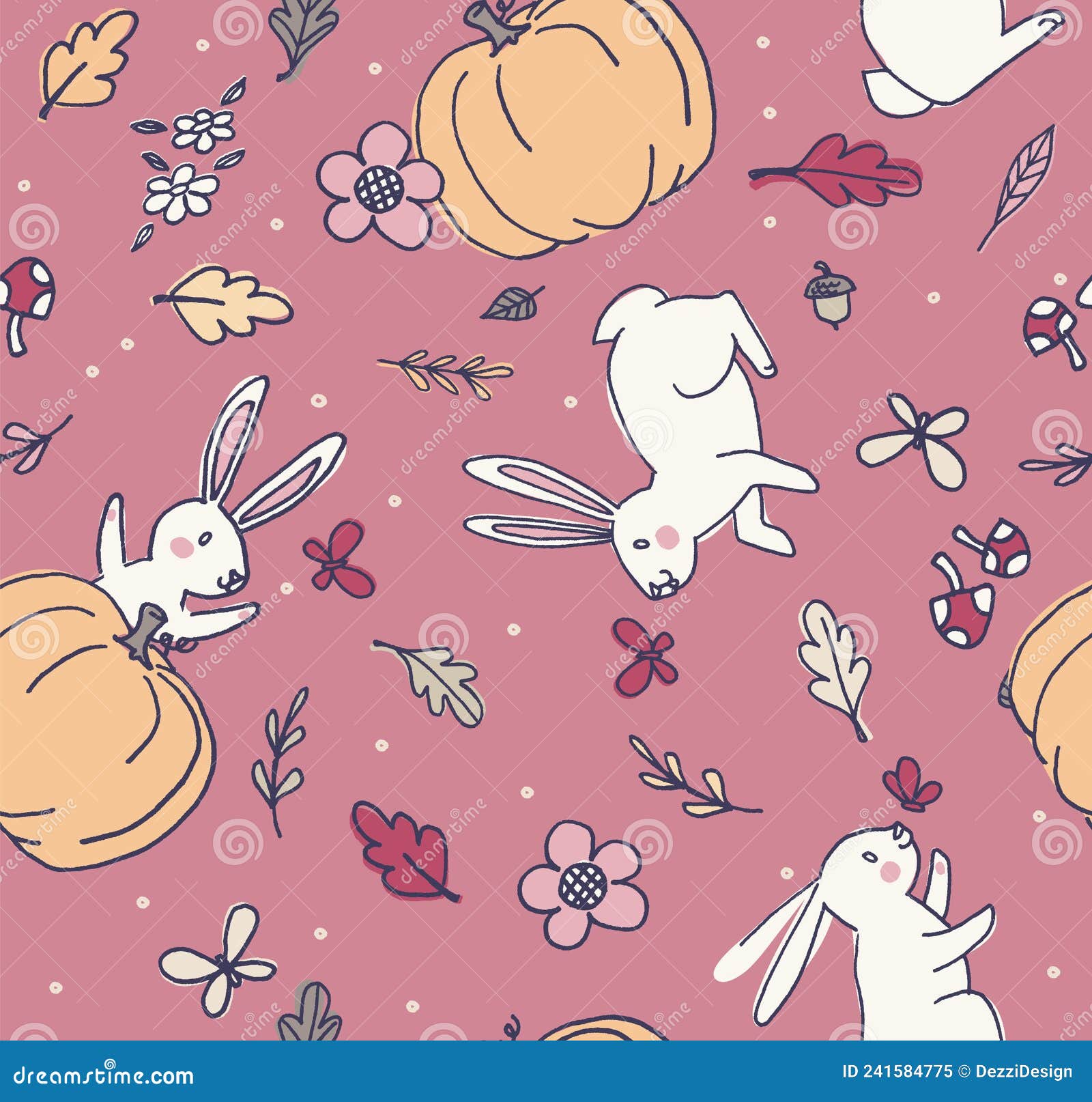 Fall Pumpkin Bunny Vector Pattern Stock Vector - Illustration of fall ...