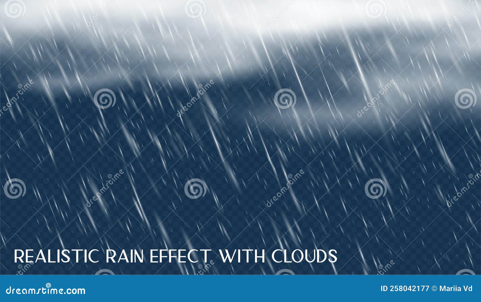 Realistic Storm. Heavy Clouds Thunder And Shower Rain On Transparent ...