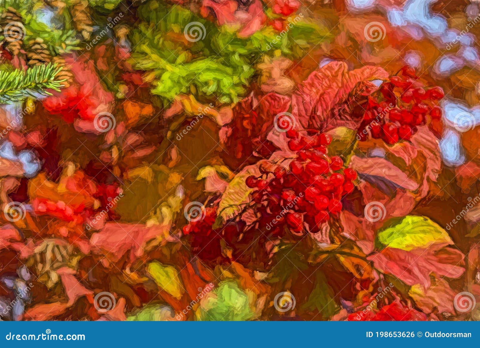 Fall Red Berries,digital Art Stock Photo - Image of computer, painting ...