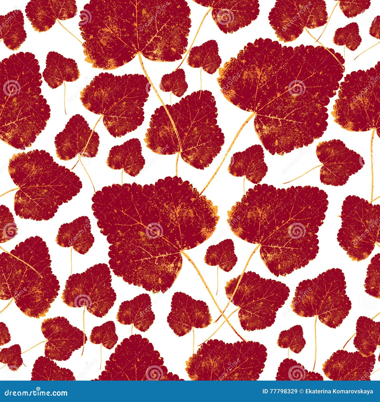 Fall Red Leaves, Seamless Pattern Stock Illustration - Illustration of ...