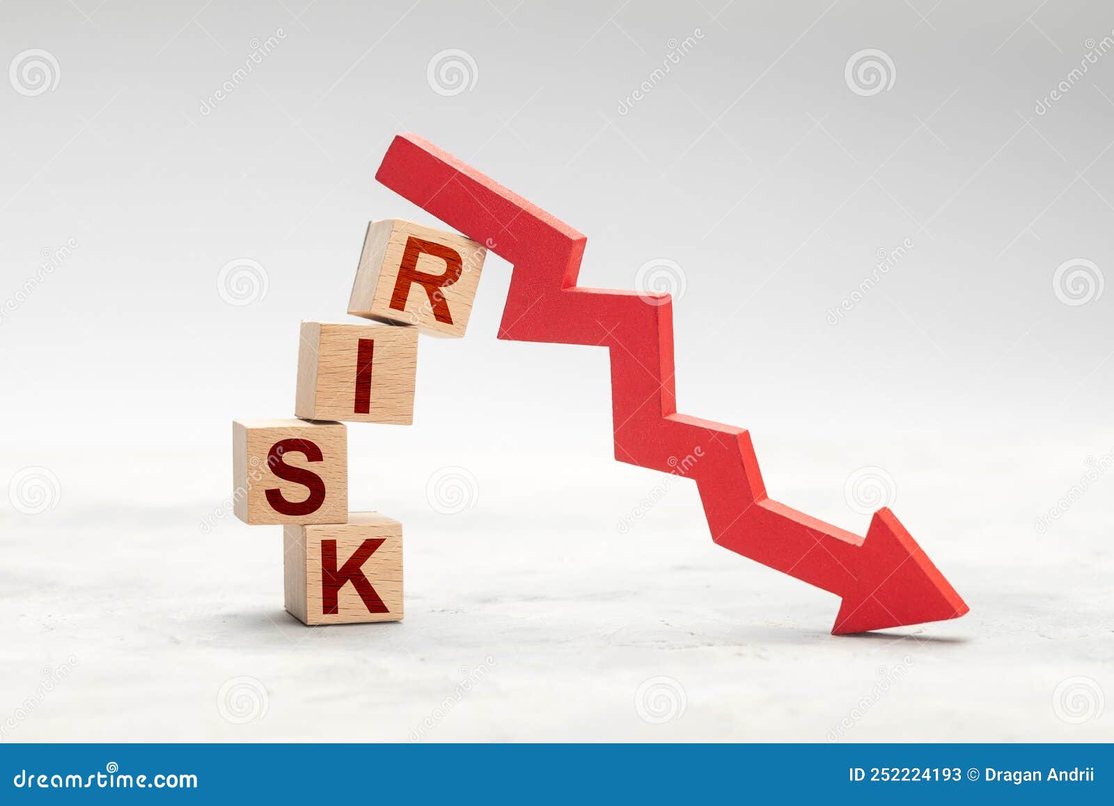Fall Risk. Red Down Arrow As a Symbol of Crisis or Risky Investment ...