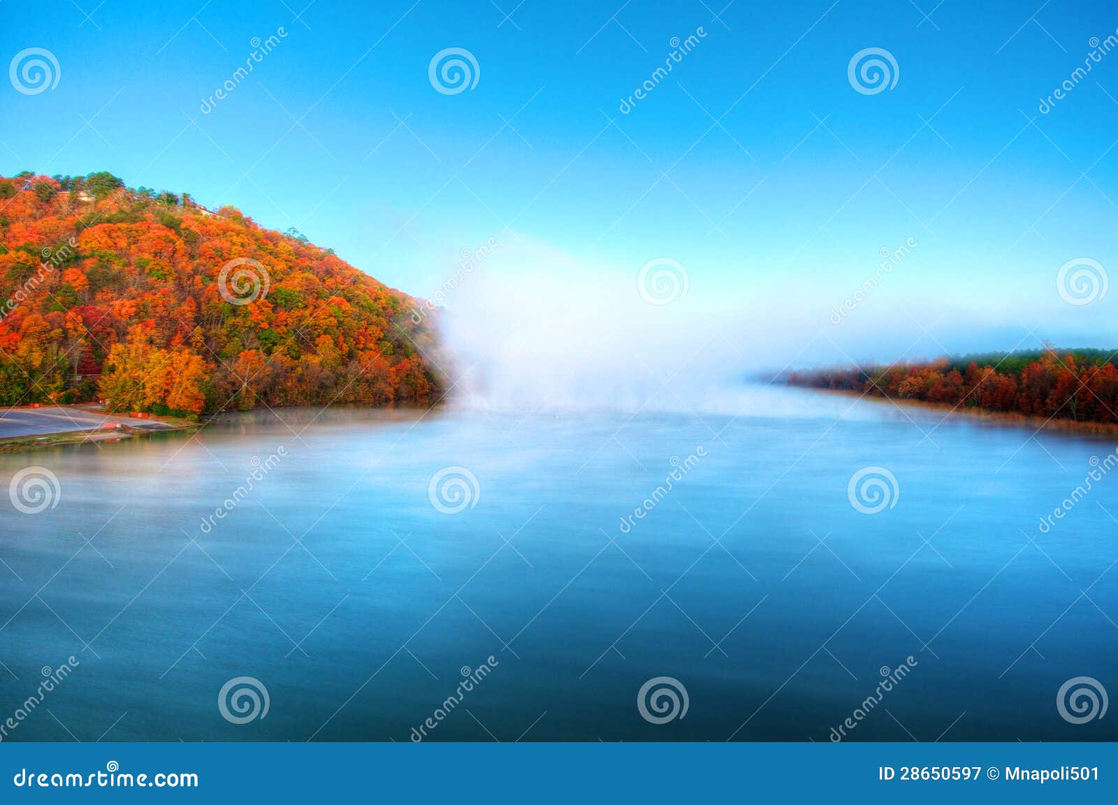 Fall River Mist stock image. Image of haze, sunny, fall - 28650597