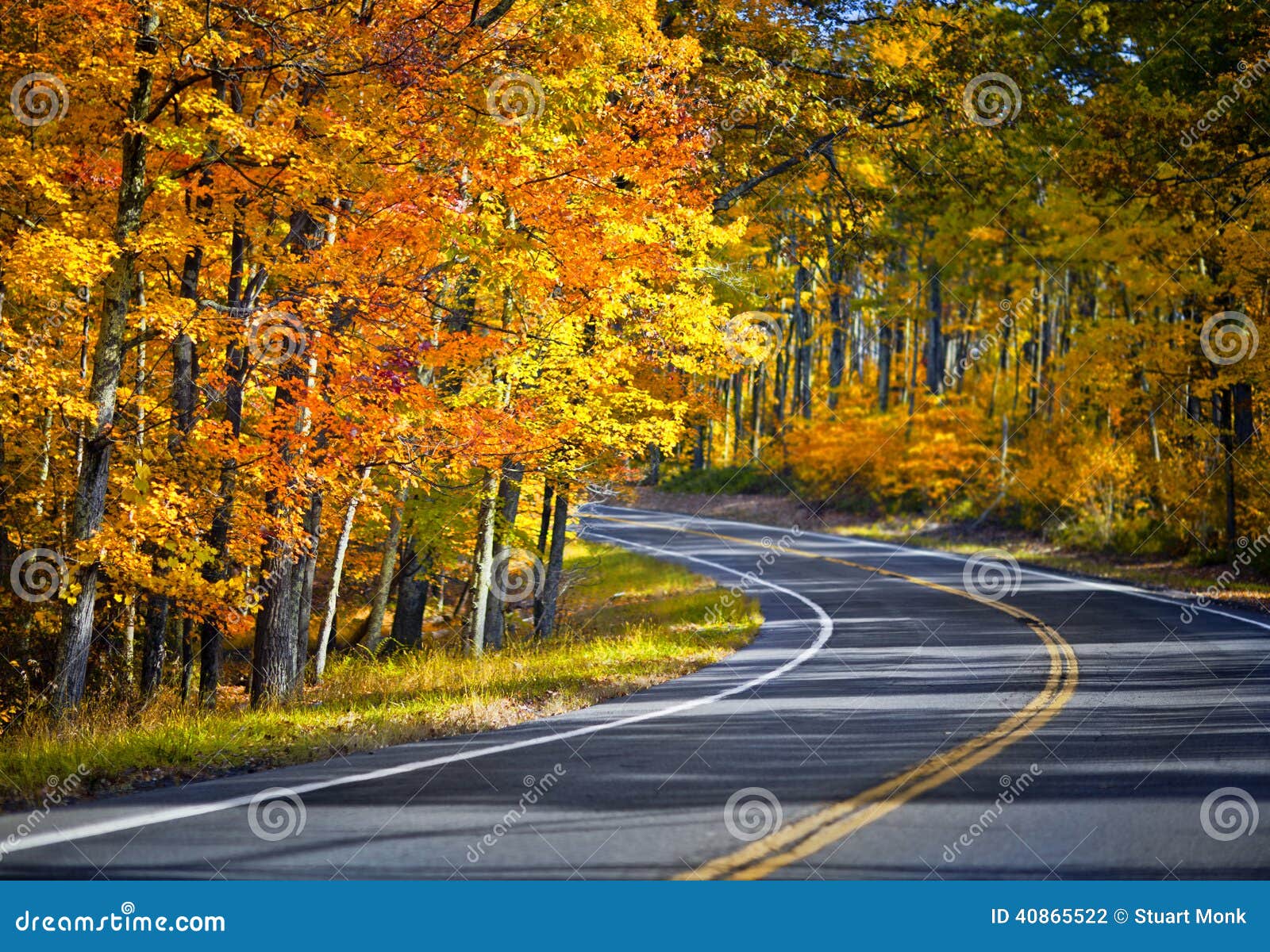 Fall road stock photo. Image of asphalt, double, rainy - 40865522
