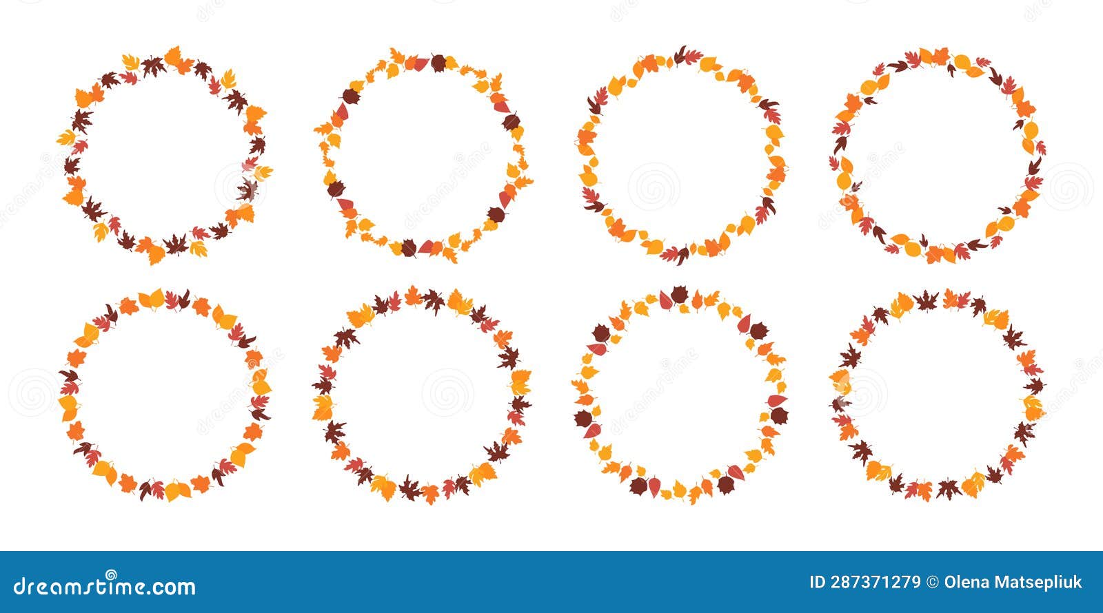 Fall Round Frames from Autumn Botanical Leaves. Set of Autumn Leaves ...