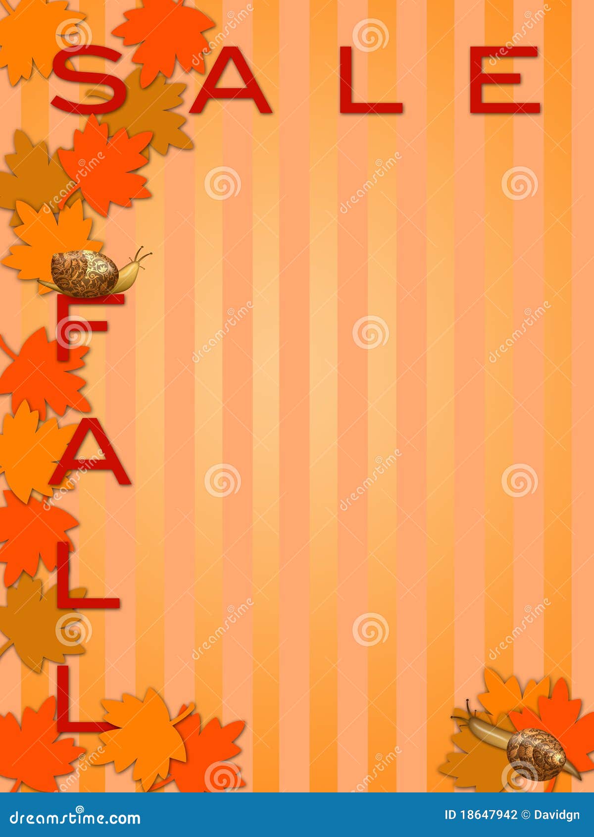 Fall Sale Sign with Maple Tree Leaves and Snails Stock Illustration ...