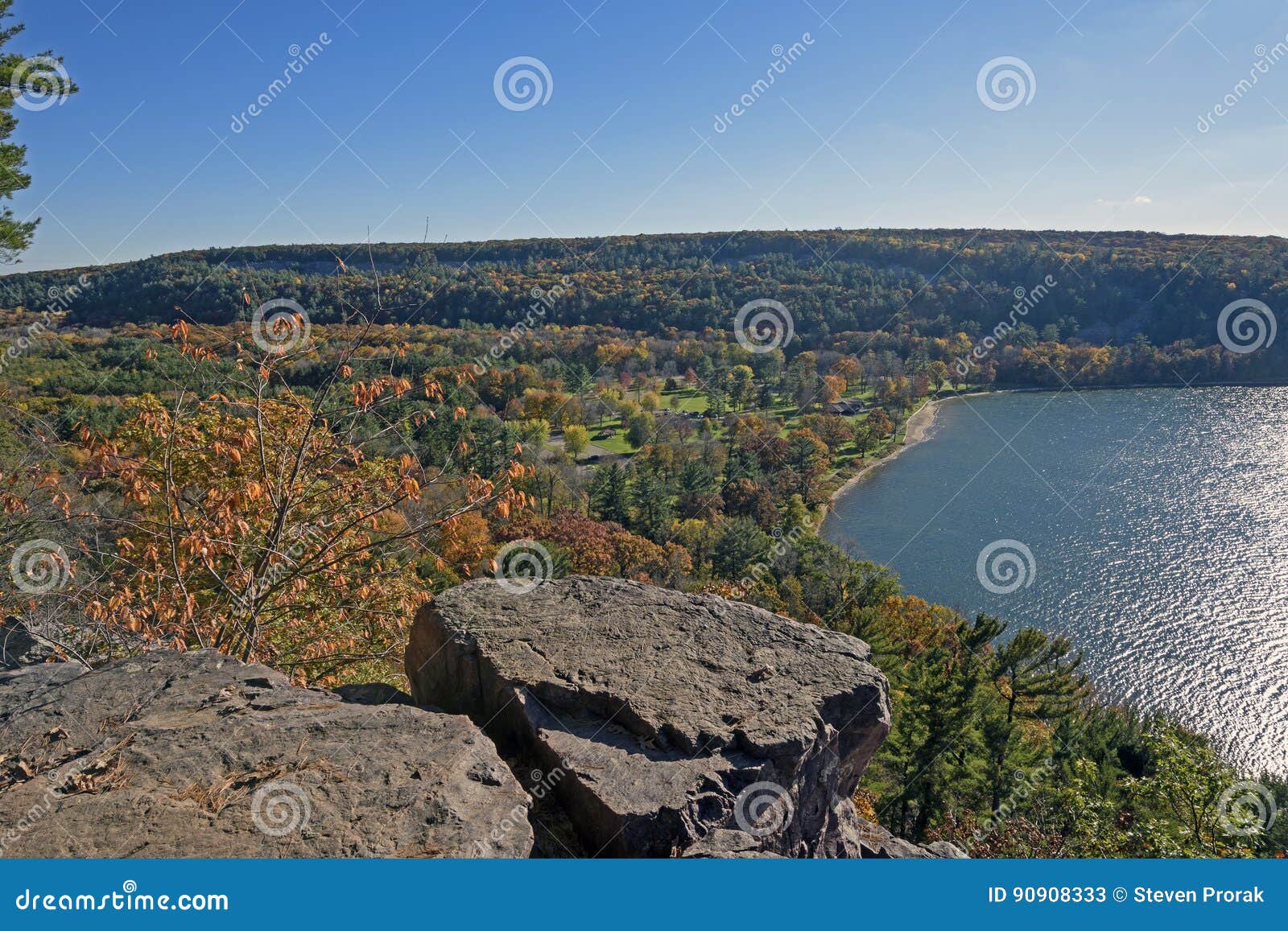 Fall Scene Above a Quiet Lake Stock Image - Image of colorful, aerial ...