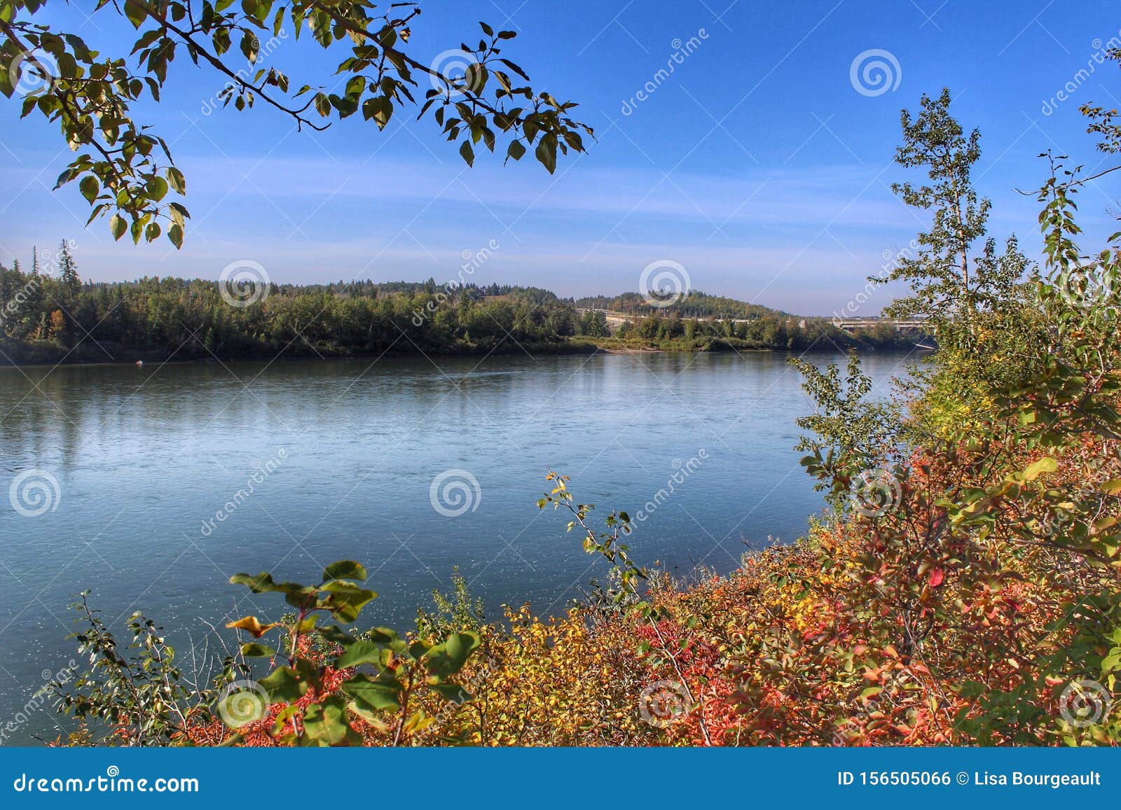 Fall Scenery by the River Valley Stock Photo - Image of foliage ...
