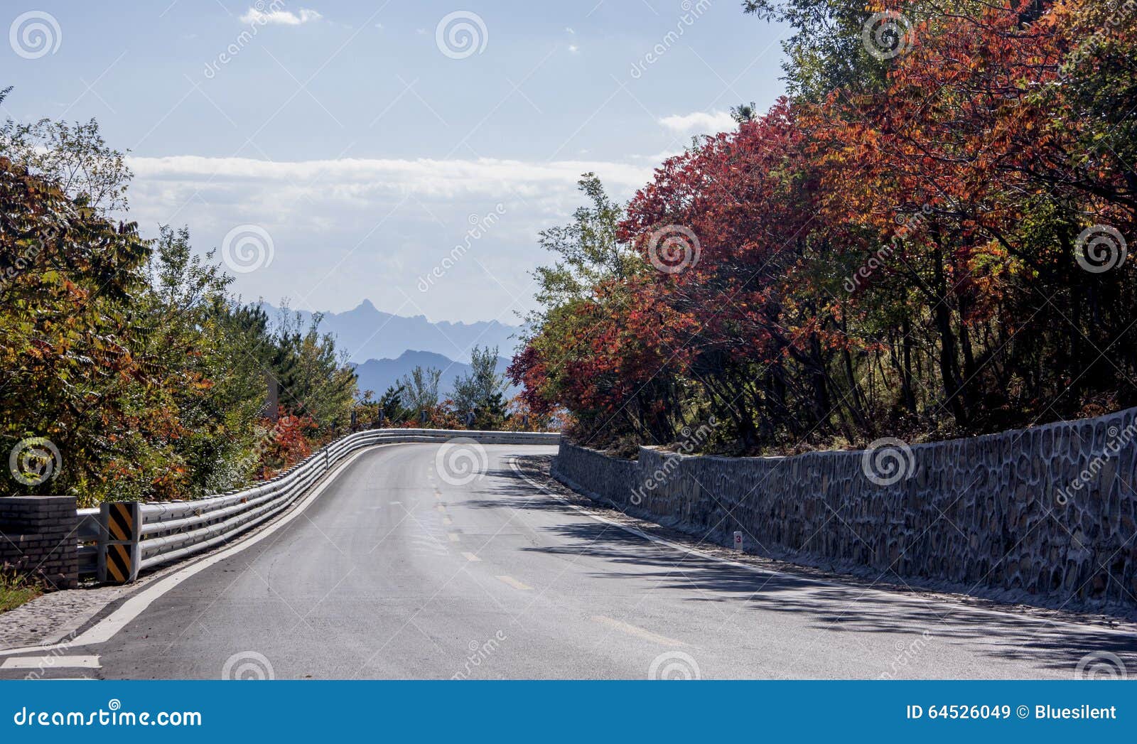 Fall Scenic Road with Maple Stock Image - Image of lane, adventure ...