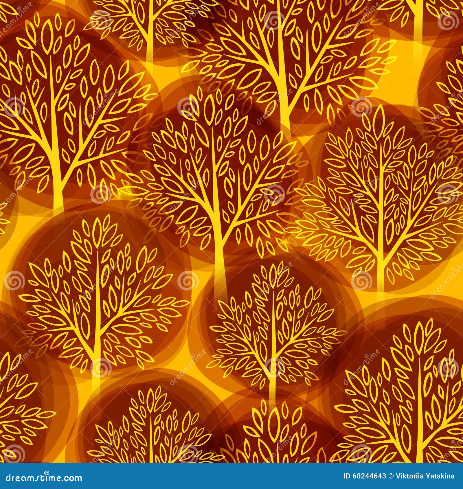 Fall Season Background. Autumn Tree Seamless Stock Vector ...