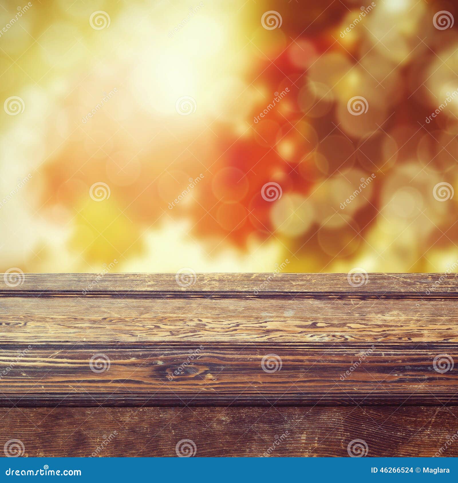 Fall Season Background with Empty Wooden Table Stock Photo - Image of ...