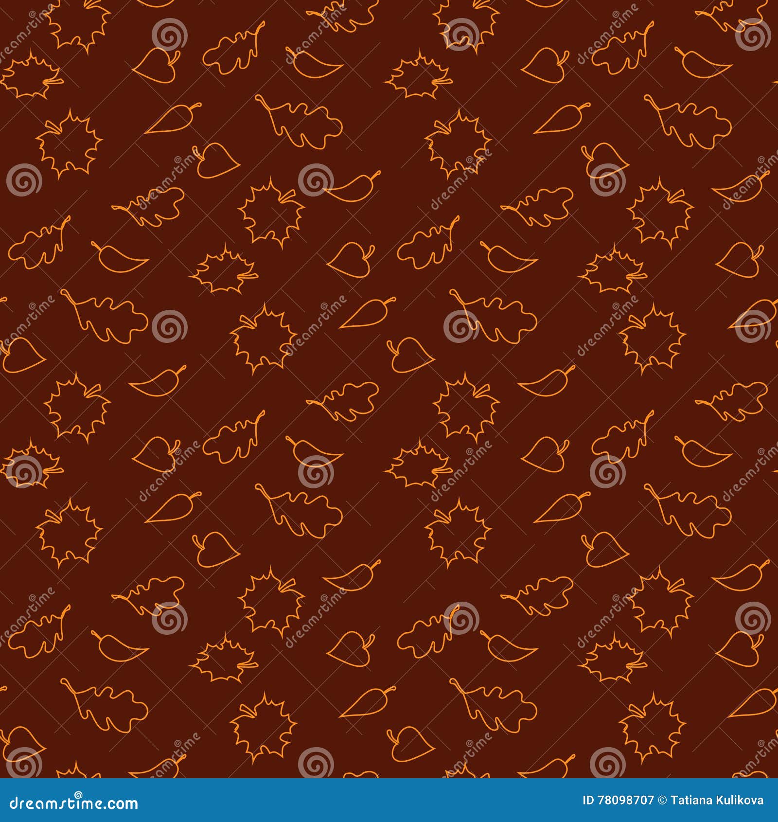 Fall Season Seamless Pattern with Leafs on Brown Background Vector ...