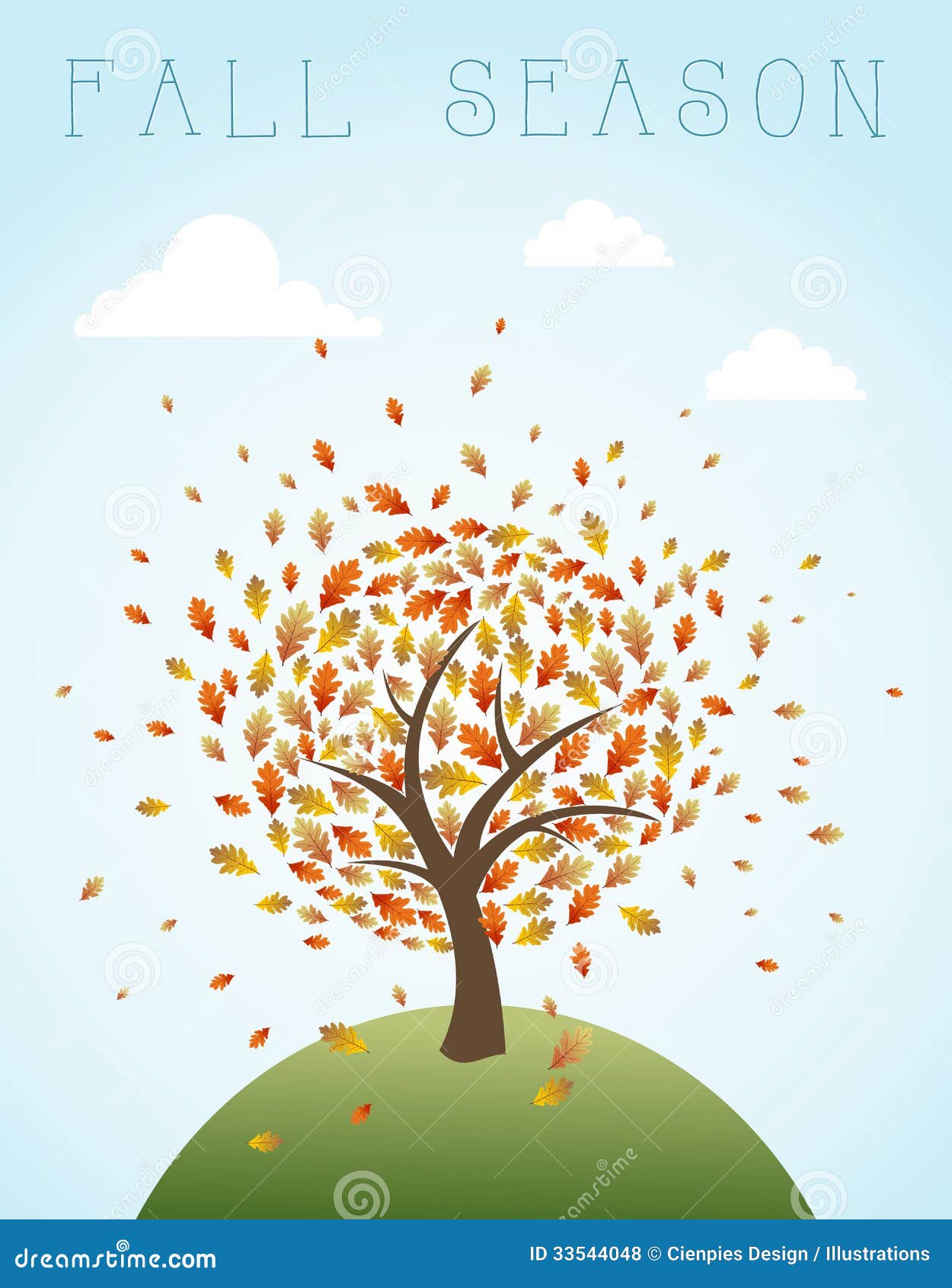 Fall Season Vintage Global Composition Illustratio Stock Vector ...