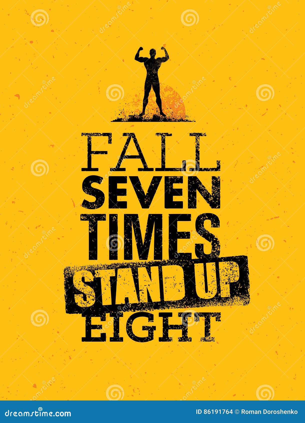 Fall Seven Times, Stand Up Eight. Quote, Sketched Vector Artwork Stock ...