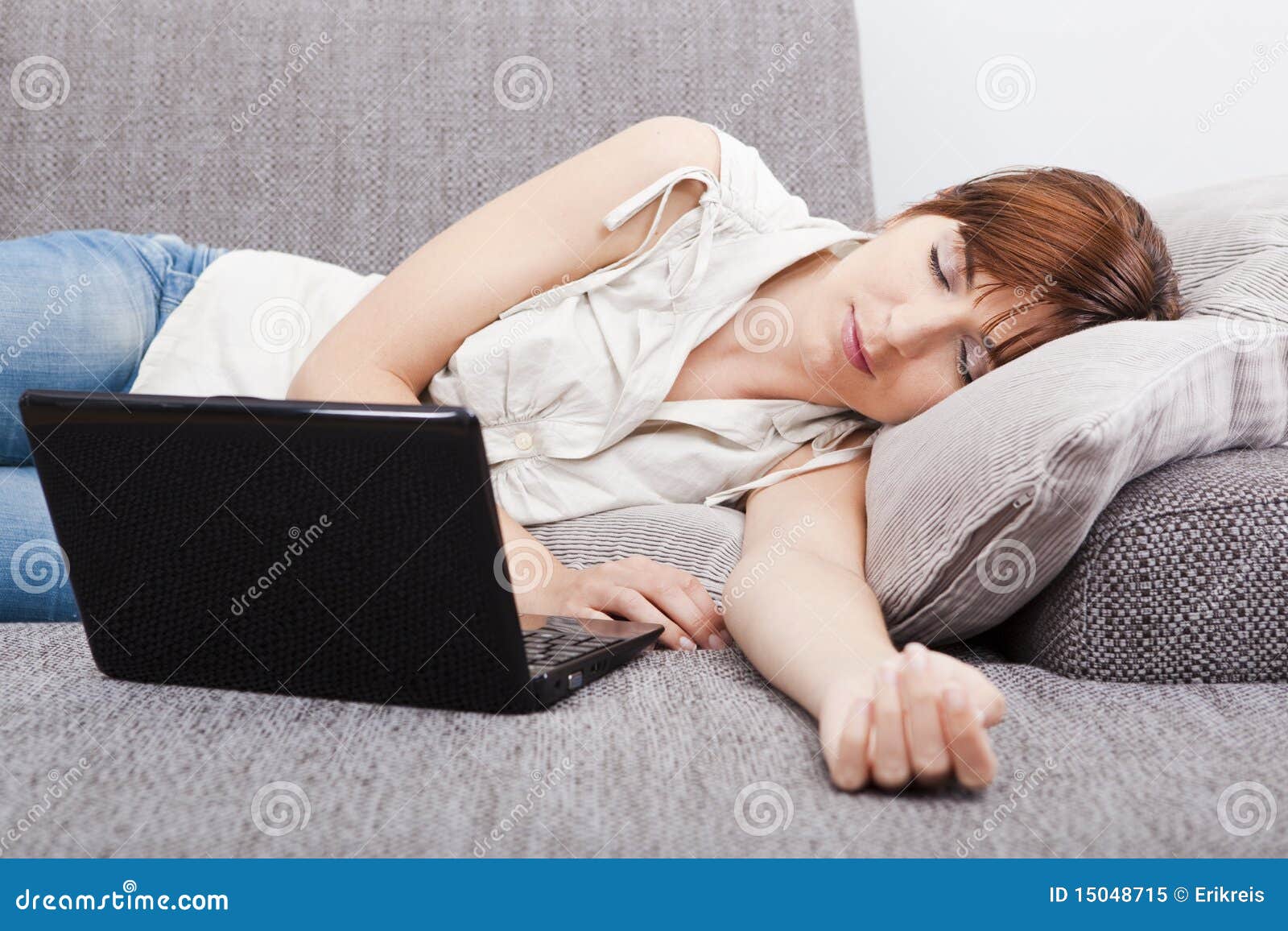 Fall in Sleep after the Work Stock Image - Image of beautiful, laptop ...