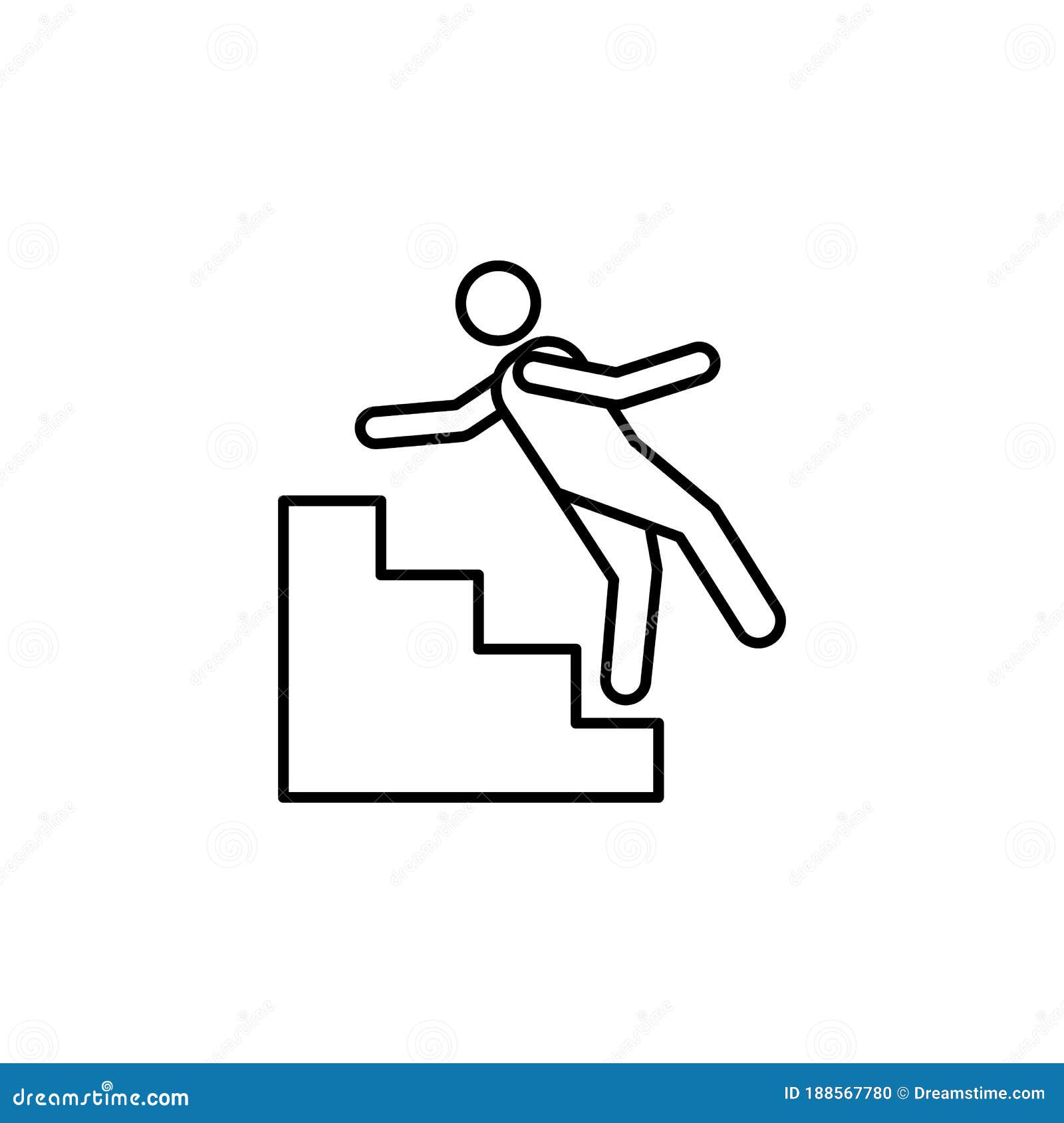 Fall from the Stairs Line Icon. Element of Insurance Sign for Mobile ...
