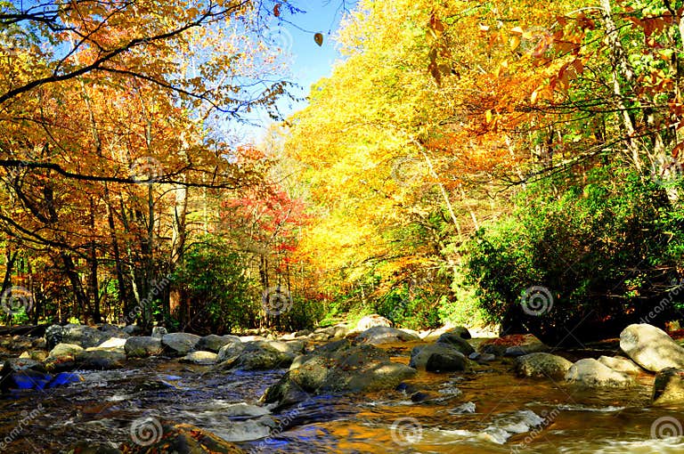 Fall stream stock photo. Image of smokey, rocks, mountains - 24574386