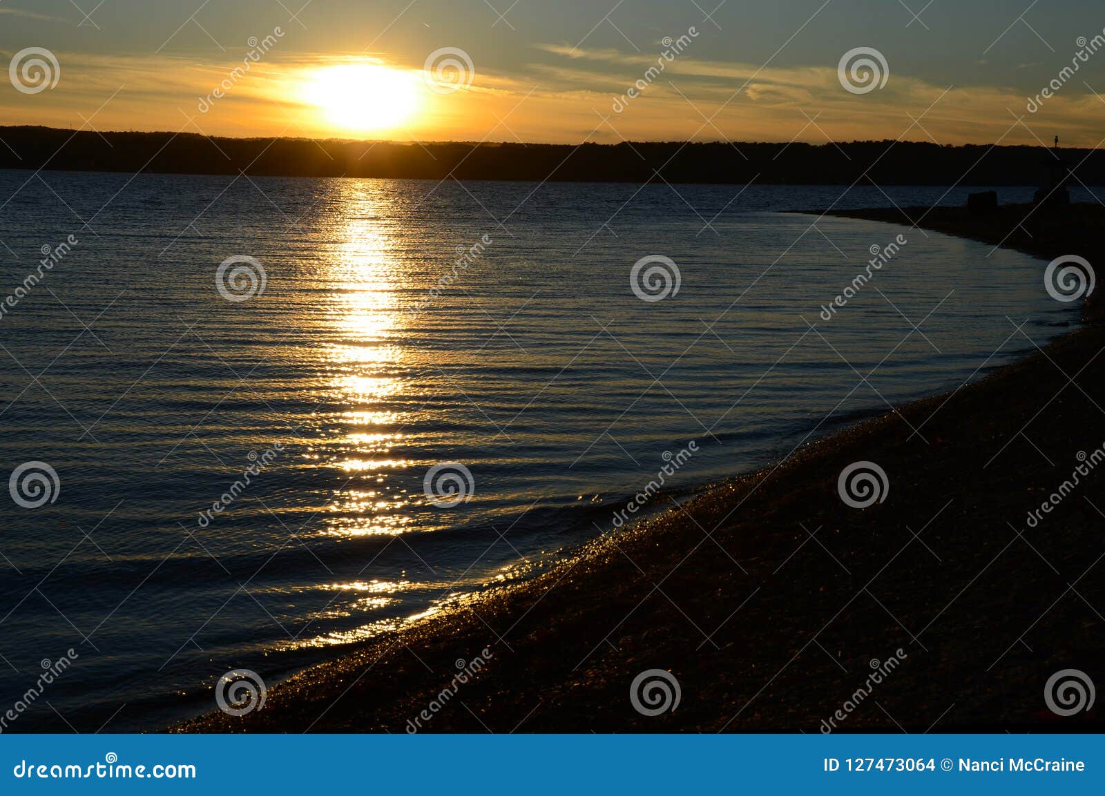 Fall Sunset On Cayuga Lake Shoreline In NYS Royalty-Free Stock Image ...