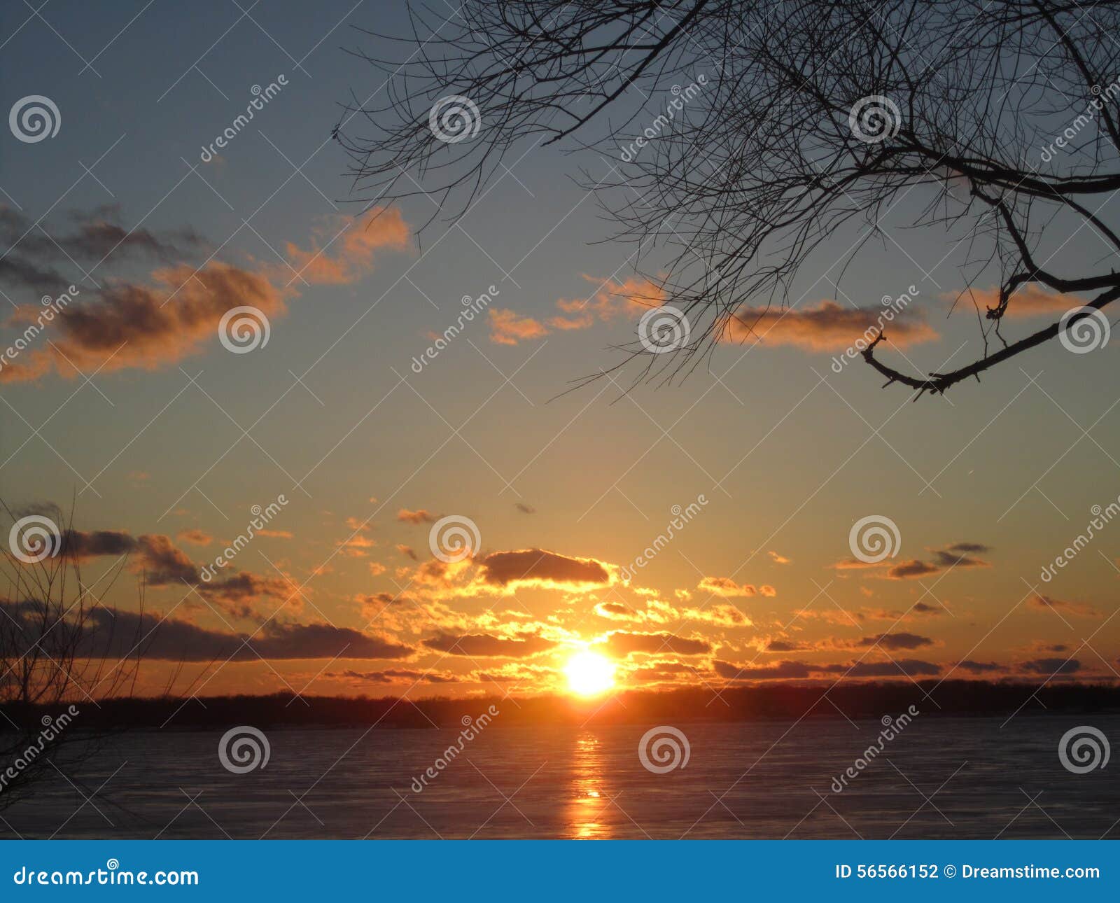 Fall Sunset Over Grosse Isle Michigan Stock Photo - Image of winter ...
