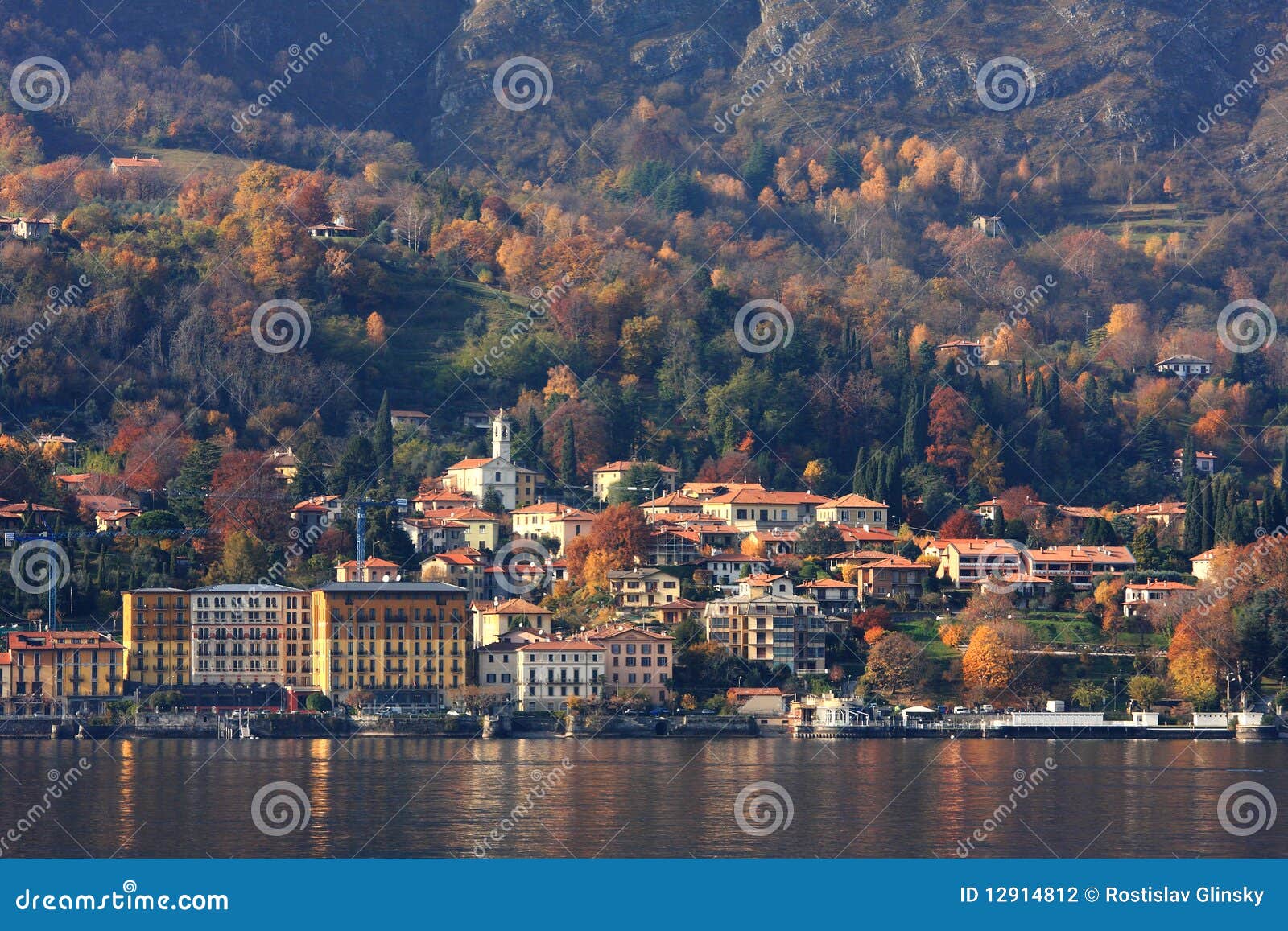 Fall Time on Lake Como in Italy. Stock Photo - Image of shore ...