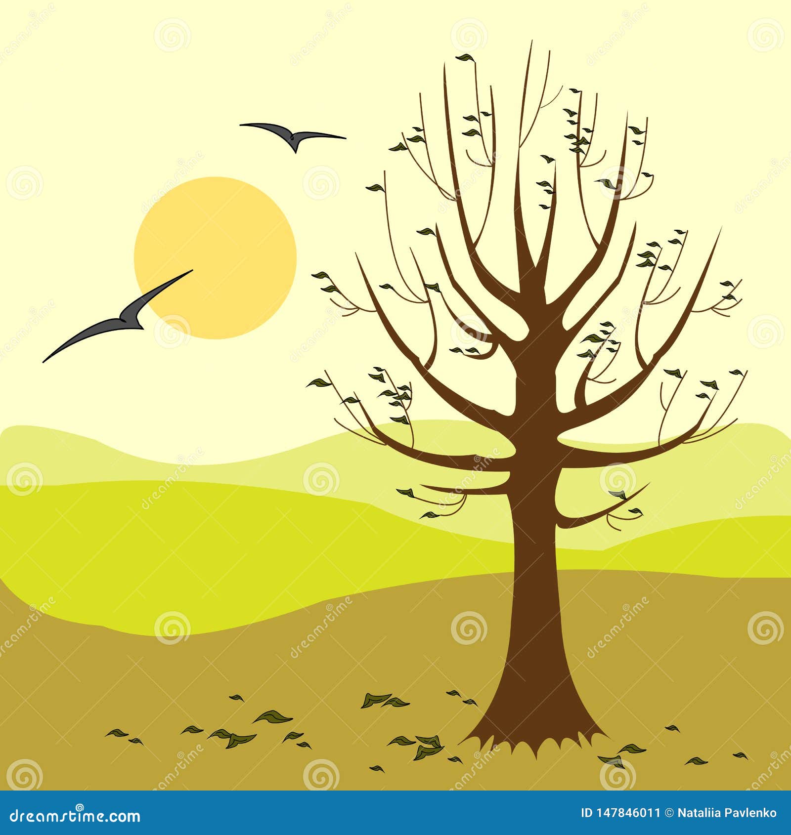 Fall Time. Time for Reflection and Meditation. Autumn. Vector ...