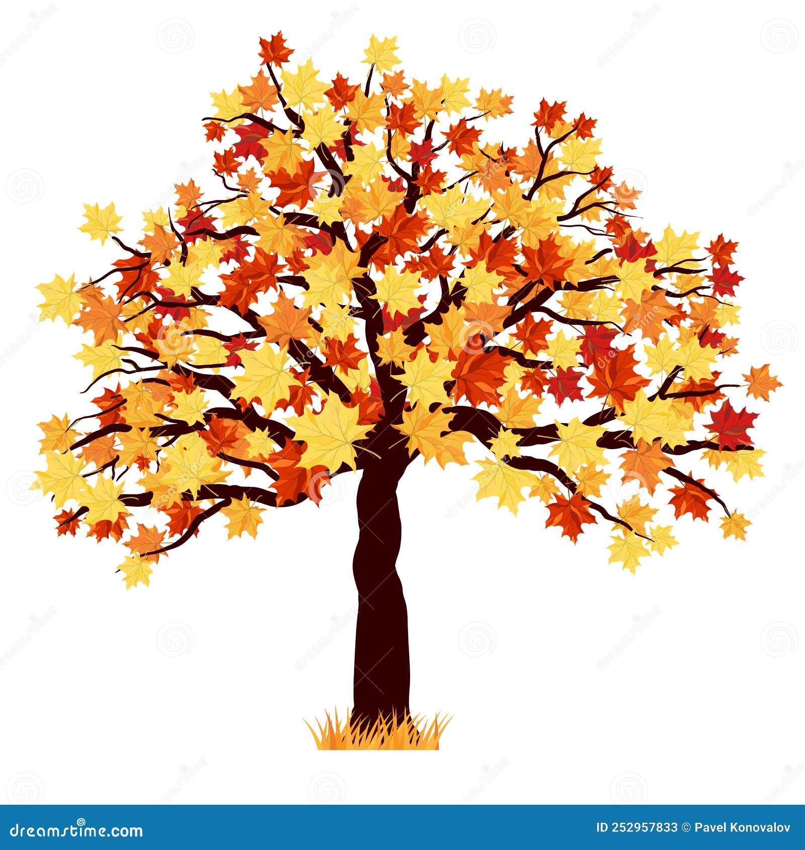 Fall Tree stock vector. Illustration of branch, brown - 252957833