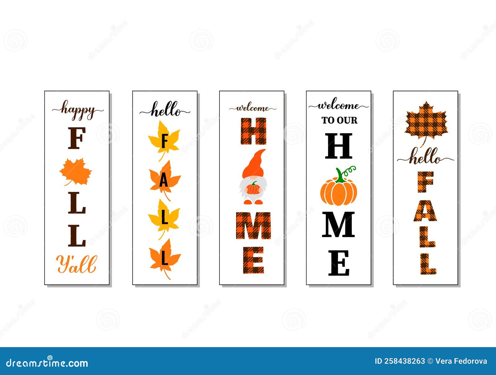 Fall Vertical Signs Set. Thanksgiving or Fall Decorations. Autumn Porch ...