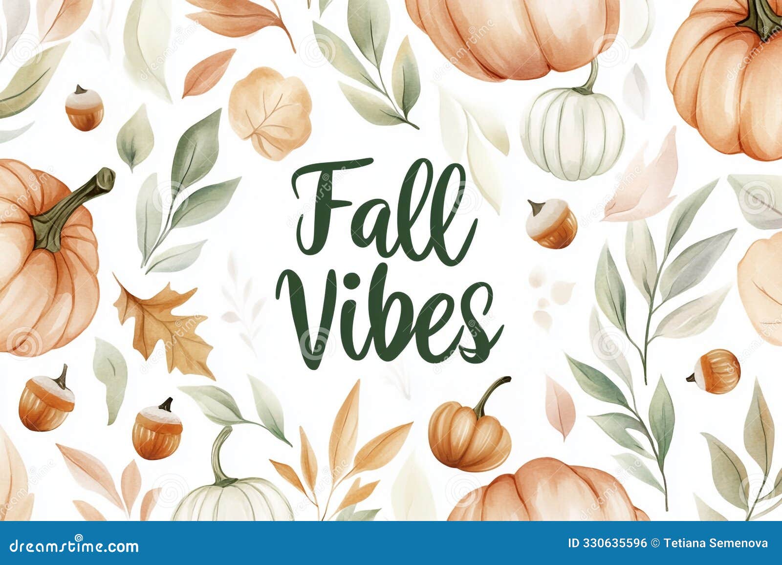 Fall Vibes Calligraphy Autumn Leaves. Fall Decoration Background. AI ...