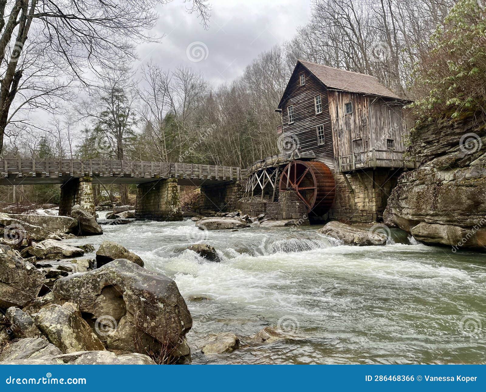 Grist mill and river stock photo. Image of fall, west - 286468366