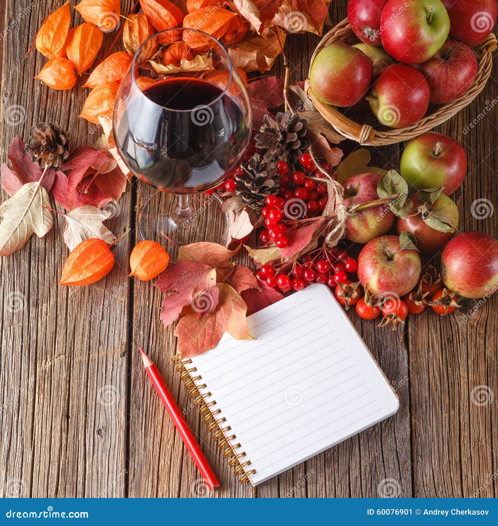 Fall Wine in Glass on Rustic Wooden Background Stock Image - Image of ...