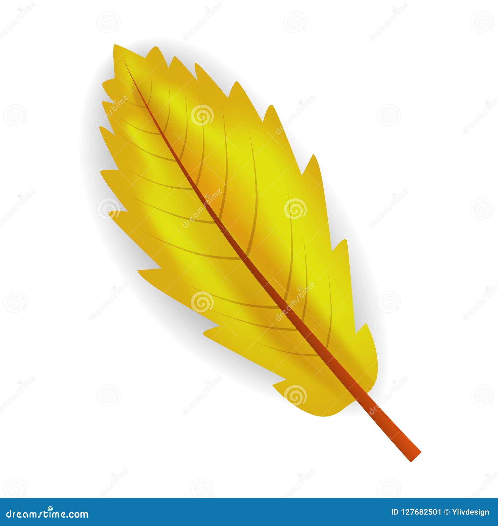 Fall Yellow Leaf Icon, Realistic Style Stock Vector - Illustration of ...