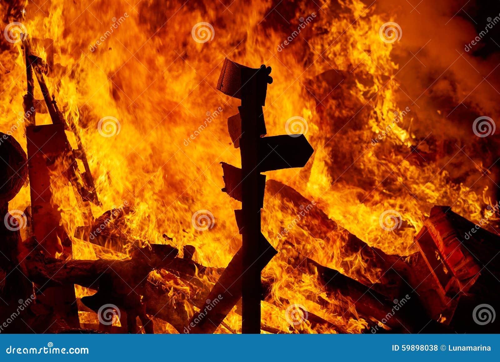 Fallas Fire Burning in Valencia Fest at March 19 Th Stock Photo - Image ...