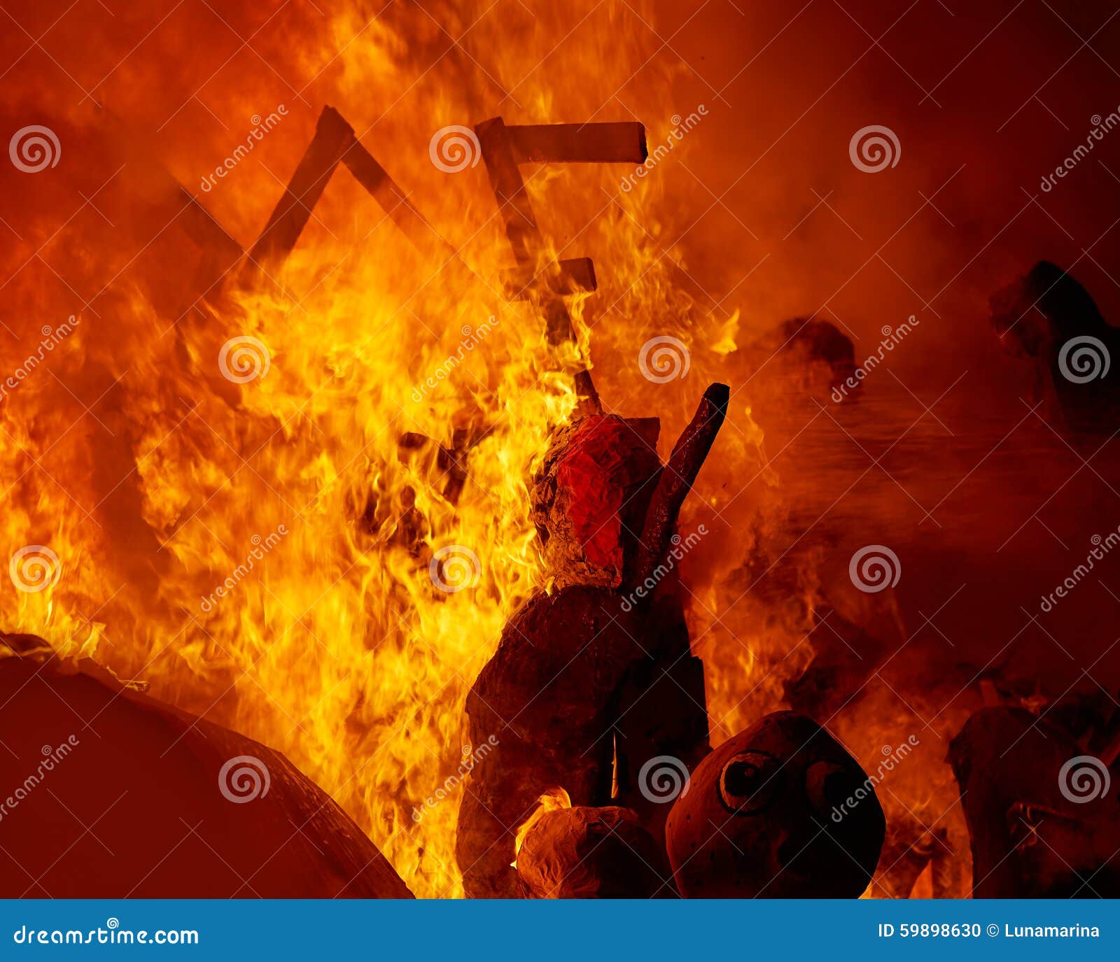 Fallas Fire Burning in Valencia Fest at March 19 Th Stock Photo - Image ...