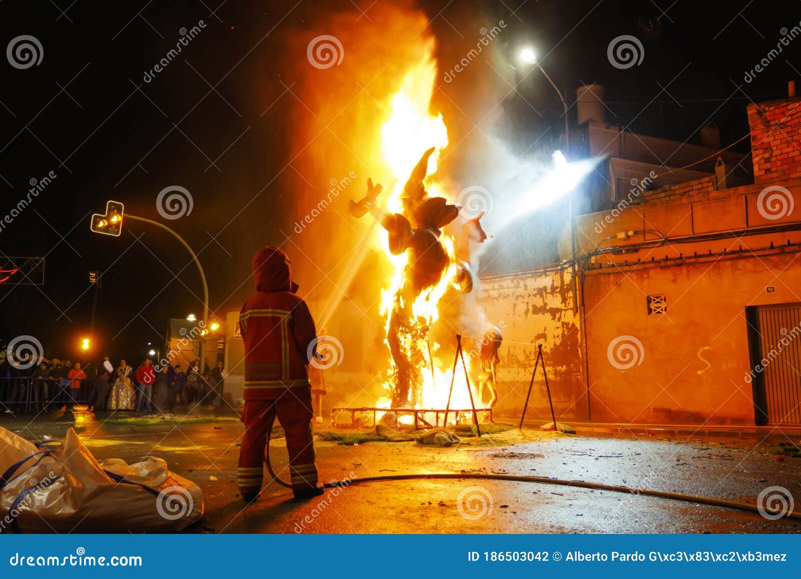 Fallas of Valencia Burning on the Day of March 19 at Night Editorial ...