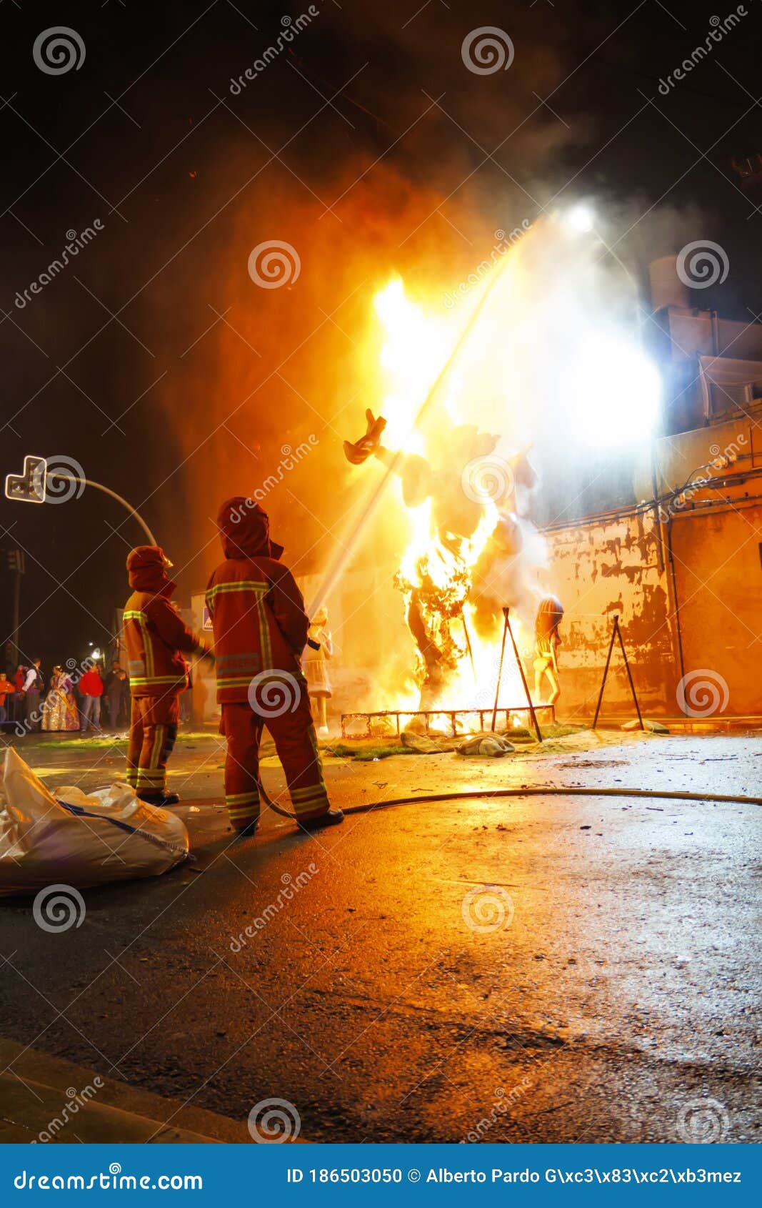 Fallas Of Valencia Burning On The Day Of March 19 At Night Editorial ...