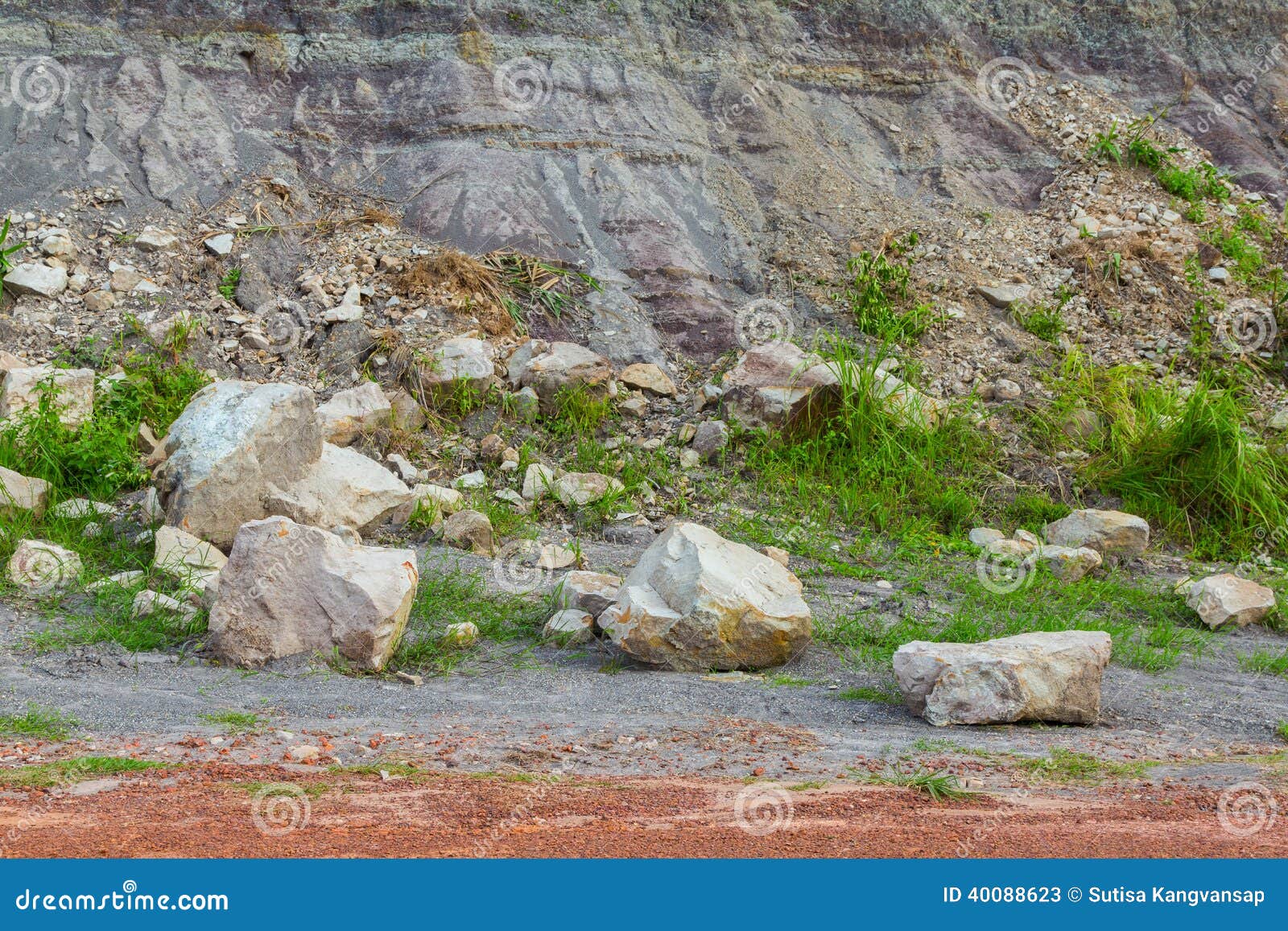 Falled rocks stock image. Image of road, outdoor, orange - 40088623