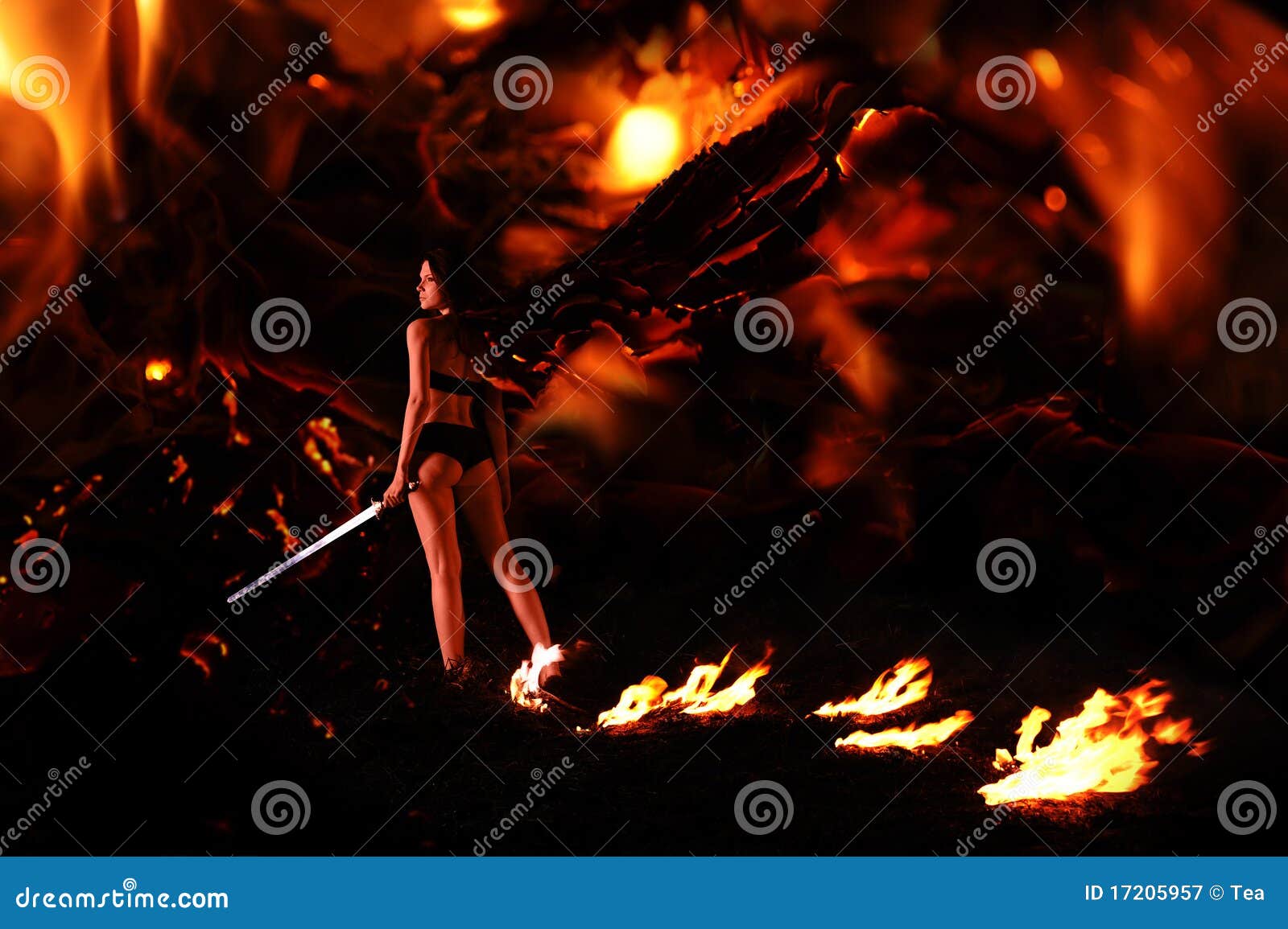 Fallen angel stock image. Image of heat, hades, female - 17205957