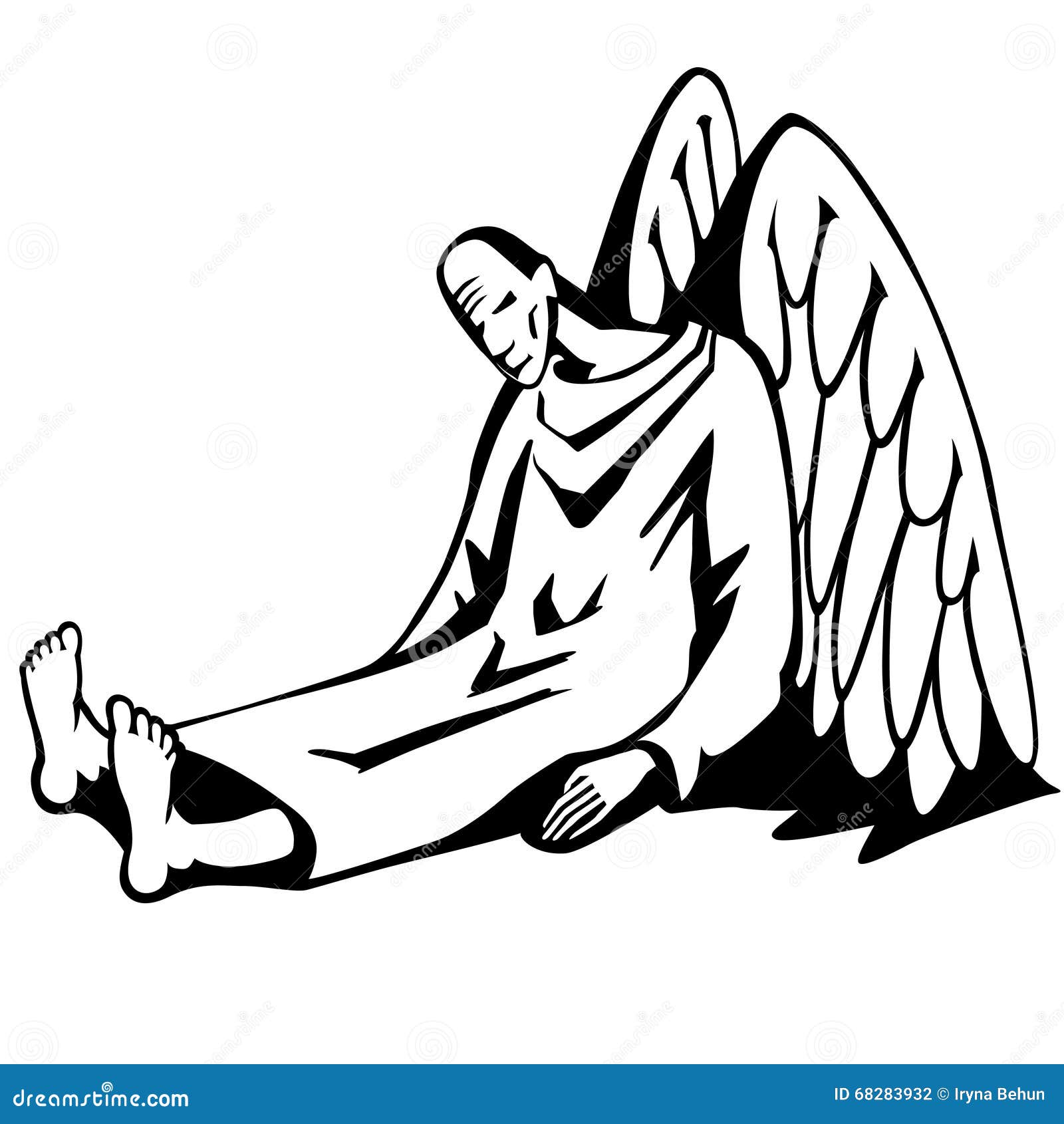 Fallen angel. stock vector. Illustration of myth, feet - 68283932