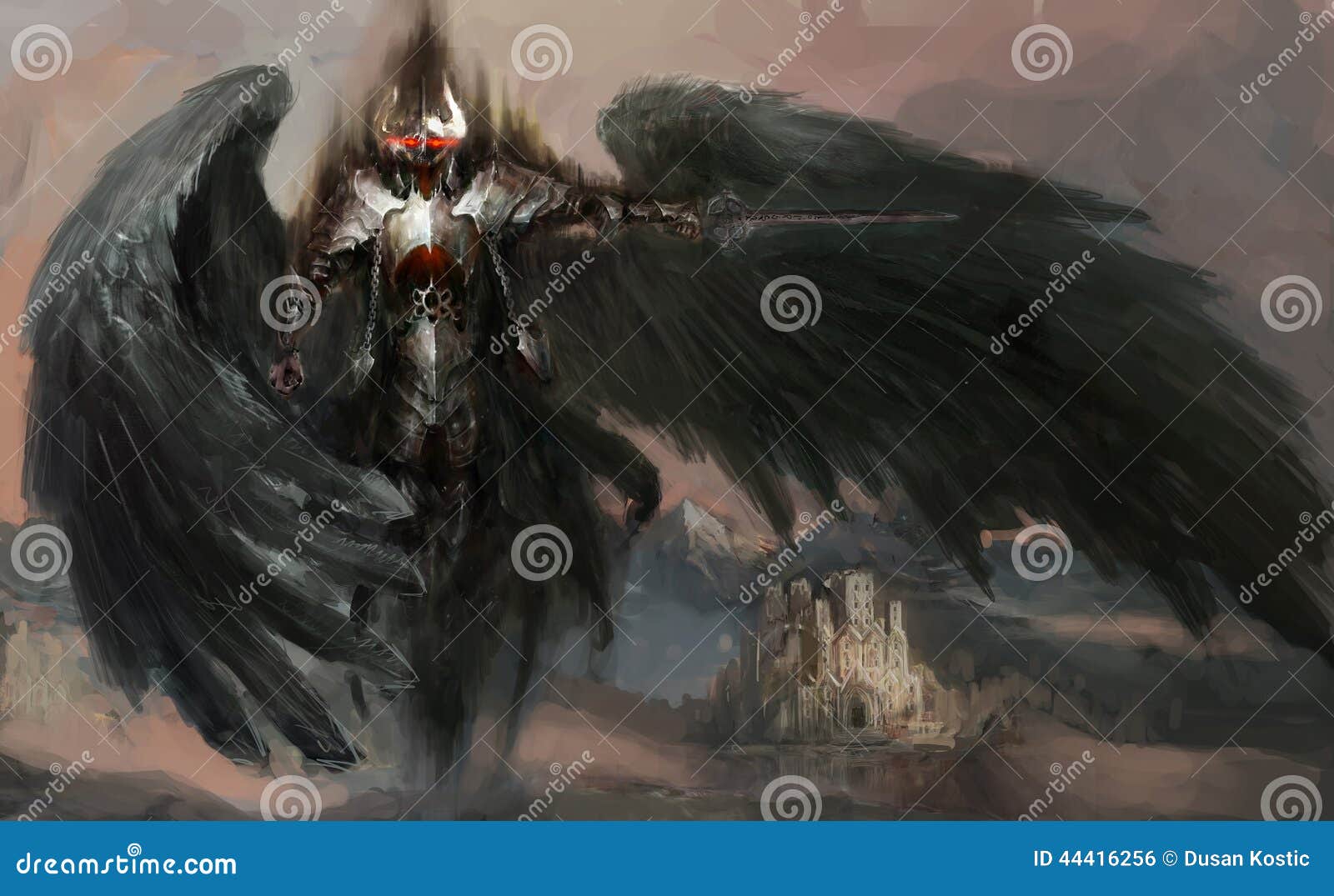 Fallen Angel Of Death In A Spooky Cemetery Royalty-Free Stock ...