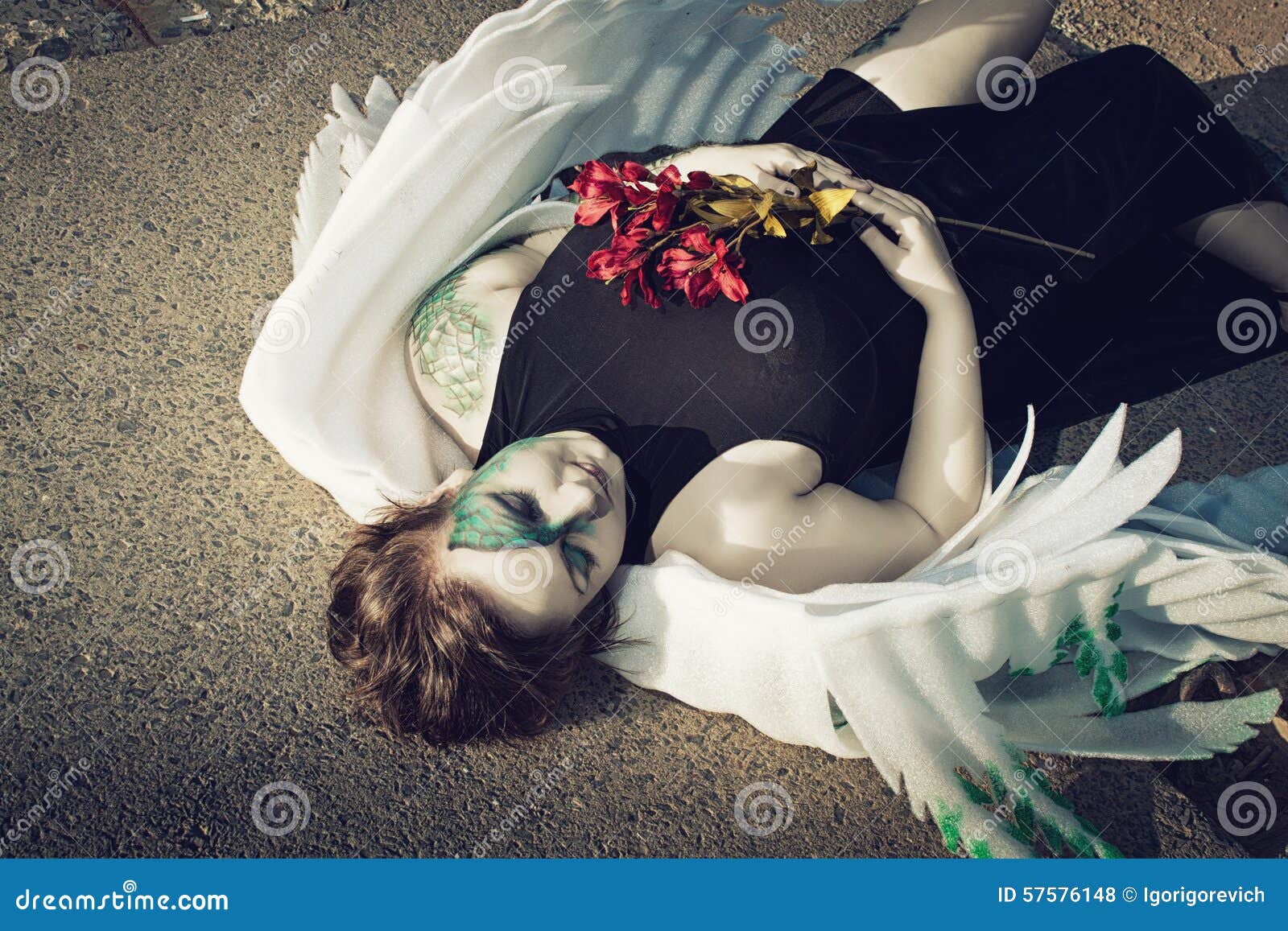 Fallen angel stock photo. Image of angel, cold, makeup - 57576148