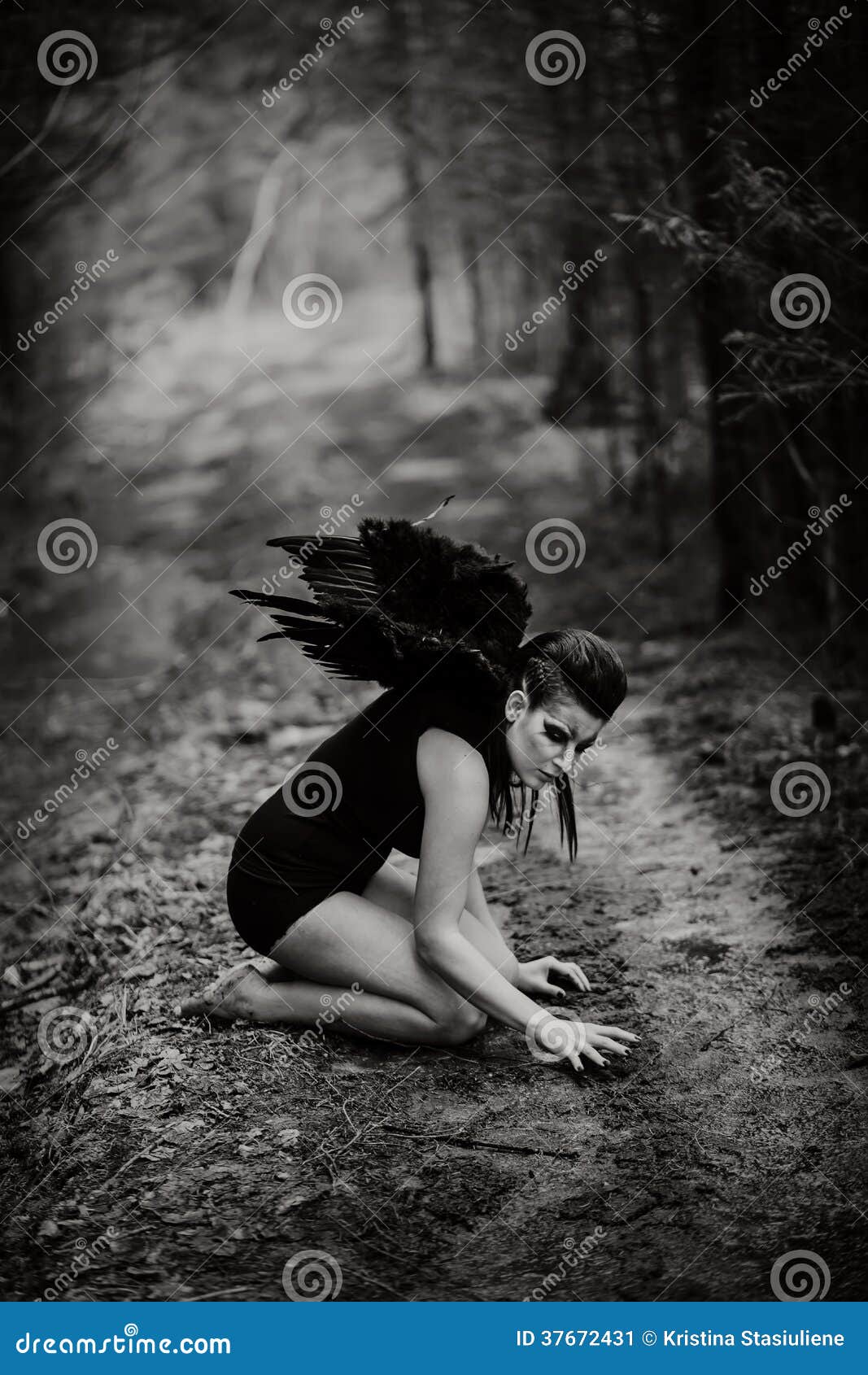 Fallen angel stock image. Image of caucasian, cute, black - 37672431